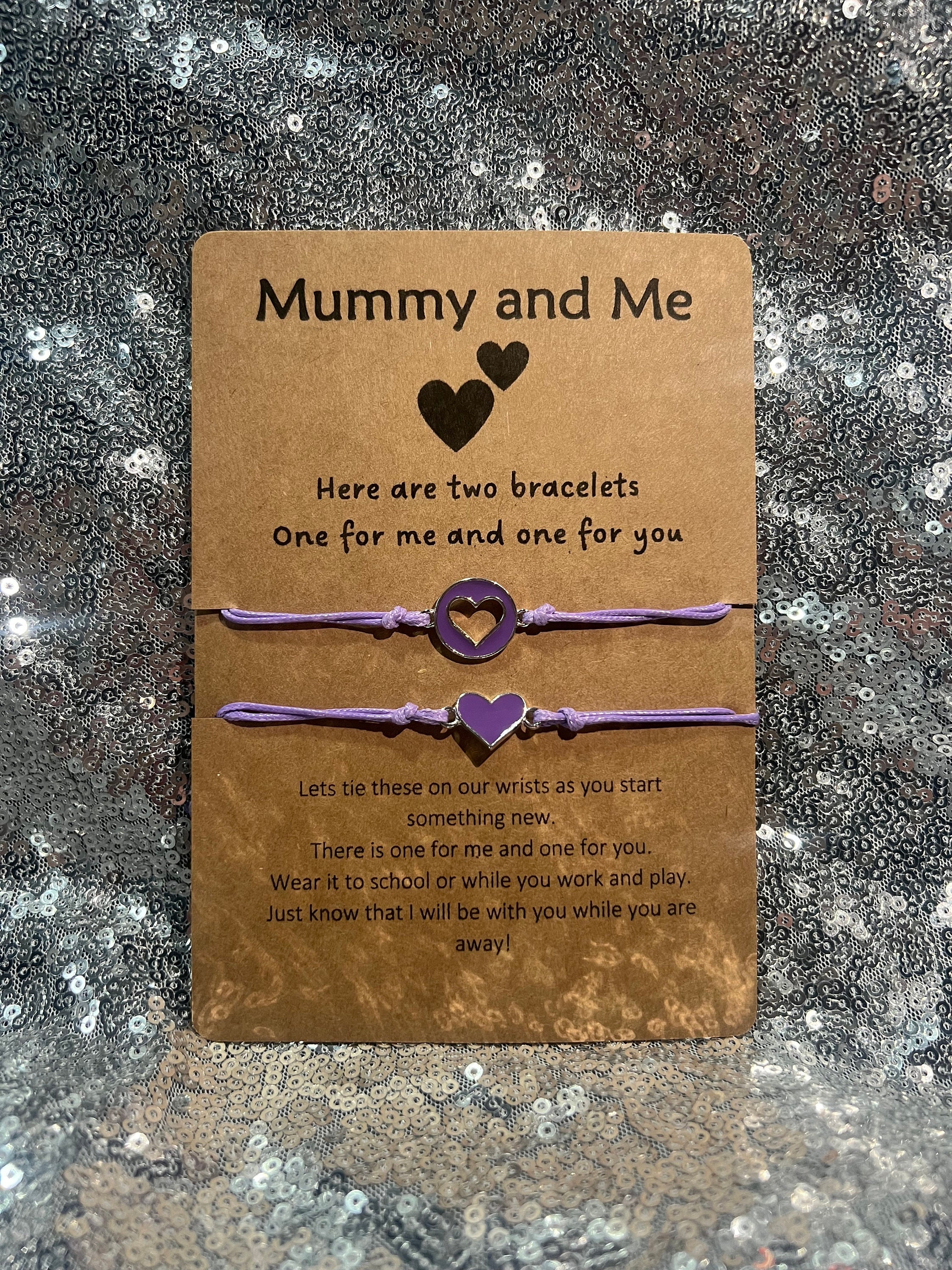 Mummy and Me Daddy and Me Heart Bracelets Matching First Day at School ...