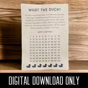 DIGITAL DOWNLOAD ONLY - 100 Duck Challenge Card, Hide-a-duck Card ...