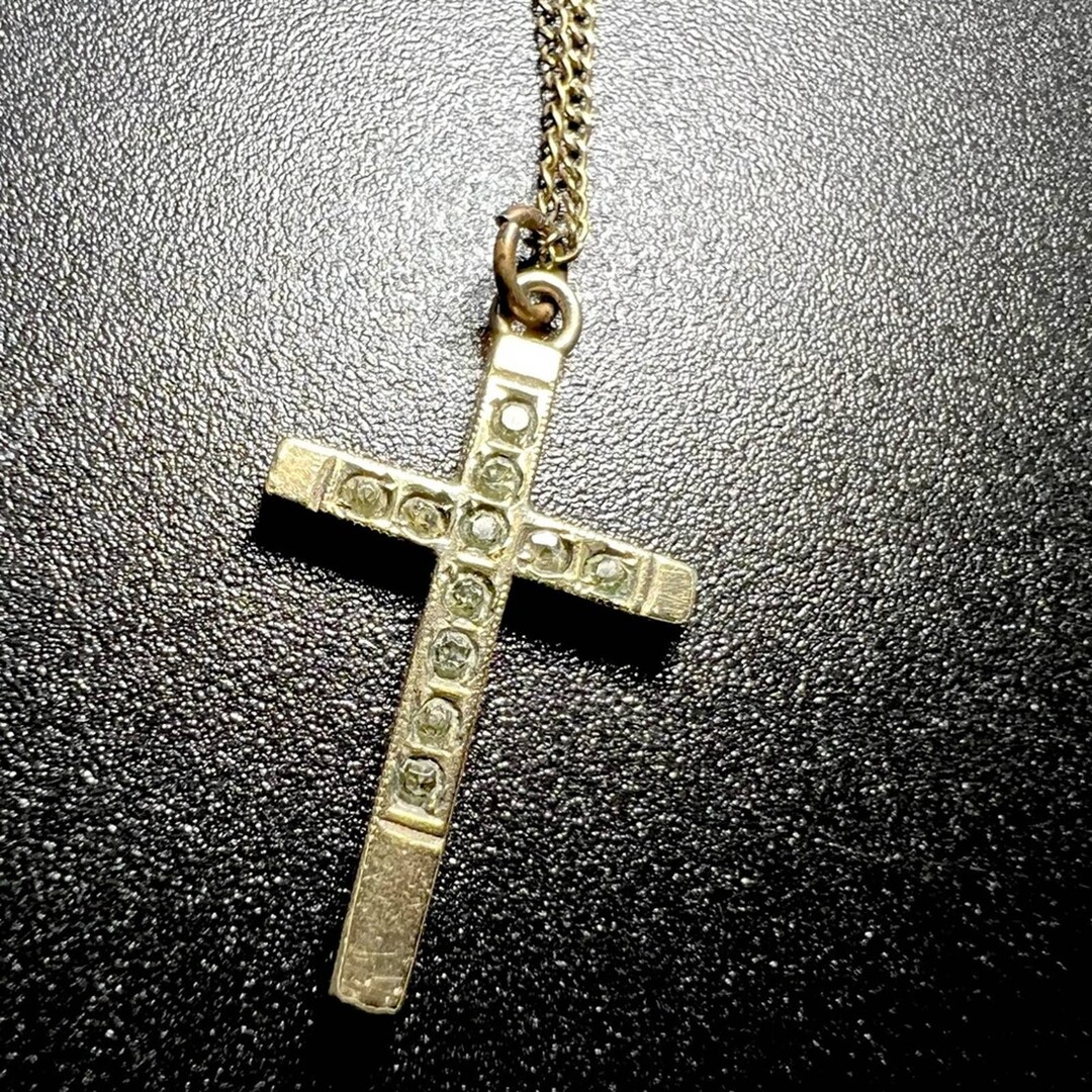 Vtg 1/20 12K Gold Filled Miniature Cross Individually Set Crystal ...