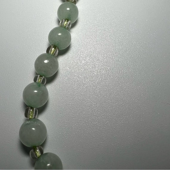 Vintage Icy Green Translucent Jade Bead Necklace with… - Gem