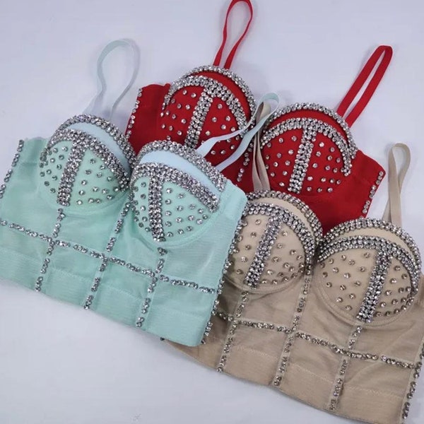 Rhinestone Bustier - Etsy