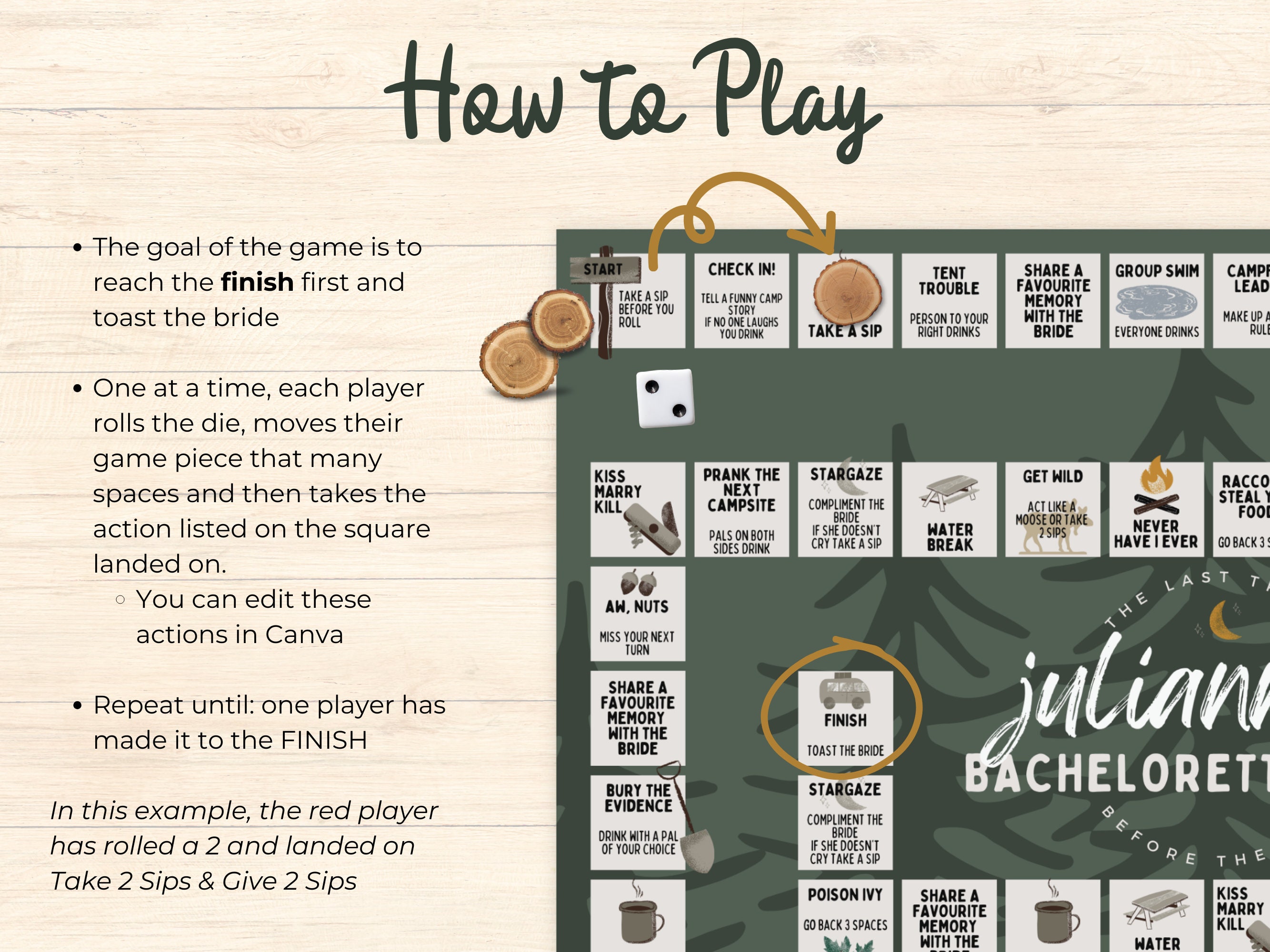Camp Bach Board Game | Bachelorette Game | Editable Board Game | Hen ...