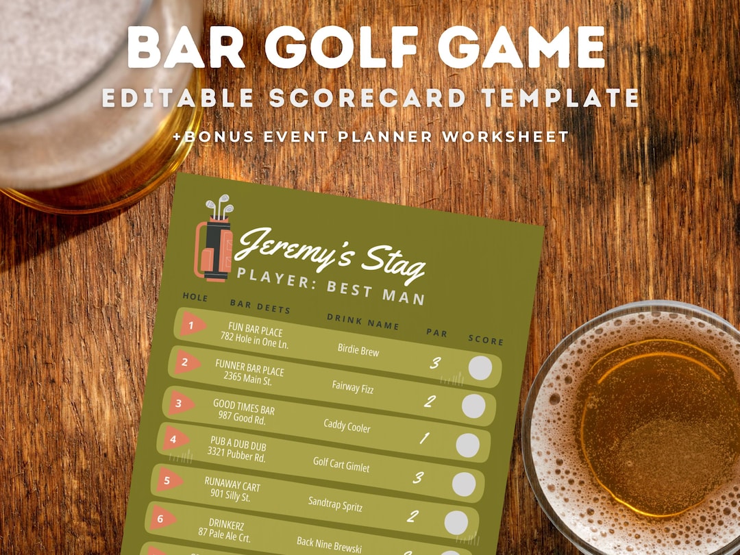 Editable Canva Templates Pub Golf Template Golf Party Birthday Bar ...