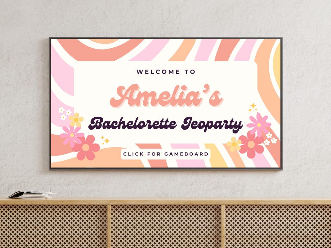 Bachelorette Jeopardy Template Canva Pink Retro Bachelorette Jeopardy ...