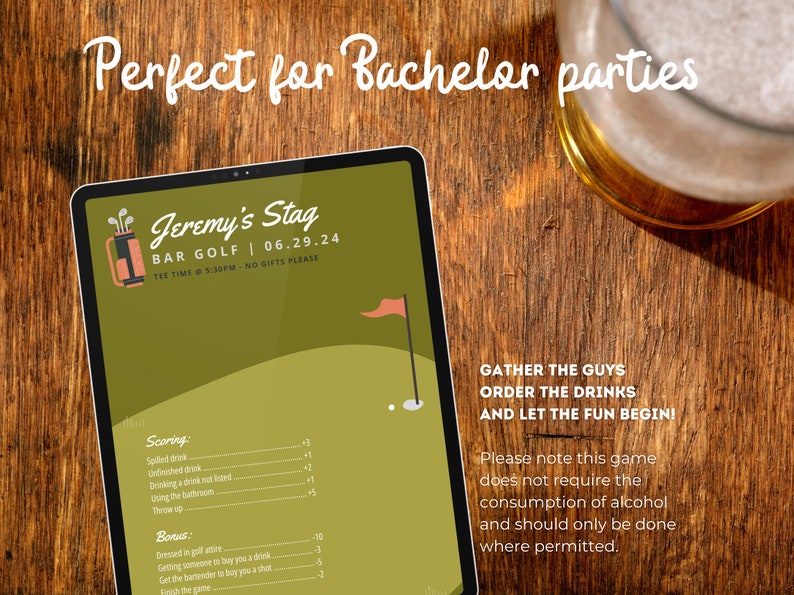 Editable Canva Templates Pub Golf Template Golf Party Birthday Bar ...