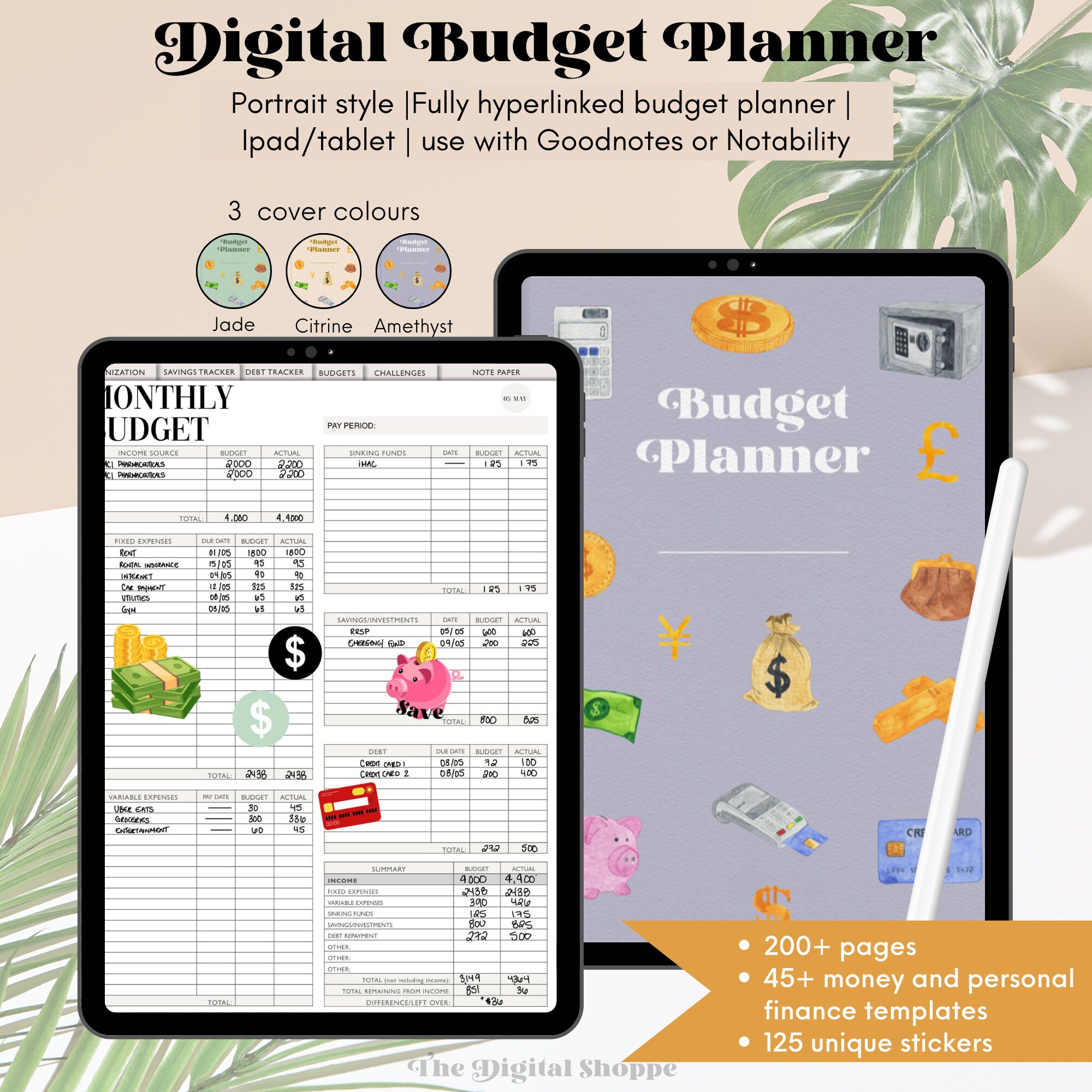 Digital Budget Planner, Monthly Budget, Budget Stickers, Paycheck ...