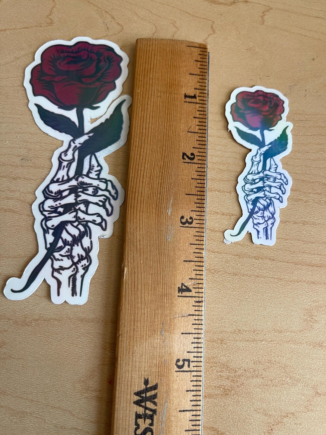Skeleton Hand With a Red Rose Sticker. - Etsy