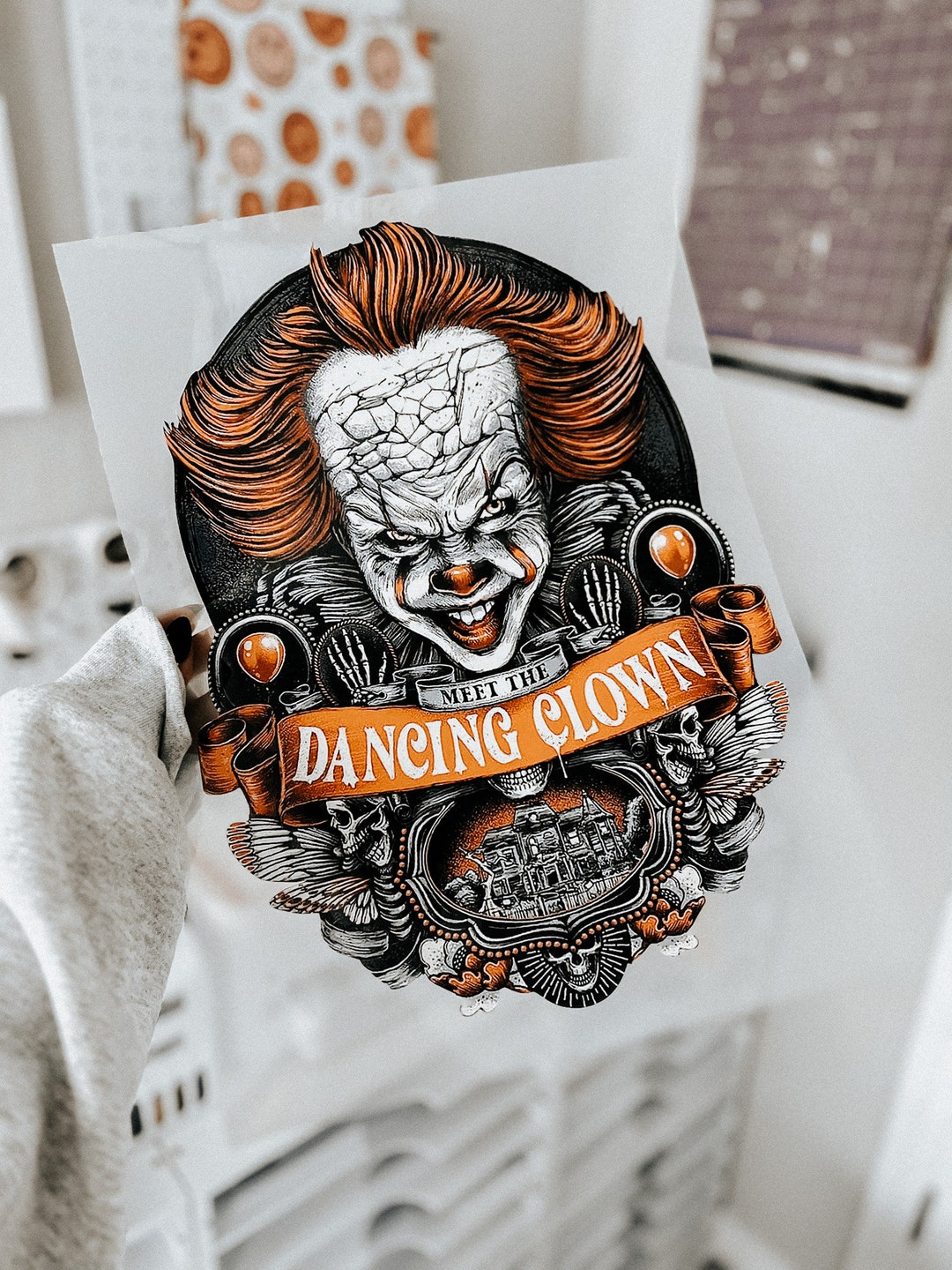 HTV TRANSFER the Dancing Clown Shirt Transfer Halloween Transfer Spooky ...