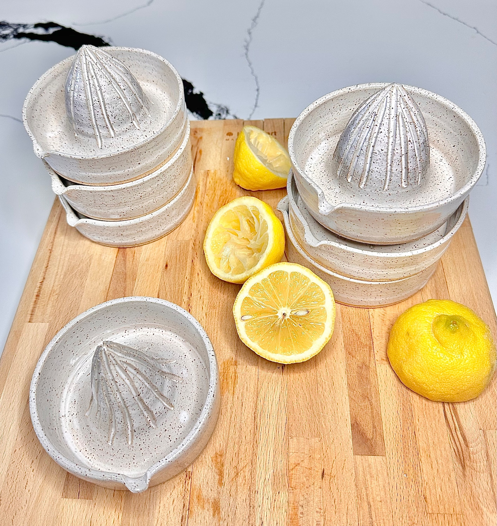 Ceramic Citrus Juicer Speckled White Handmade Juicer Lemon Squeezer ...