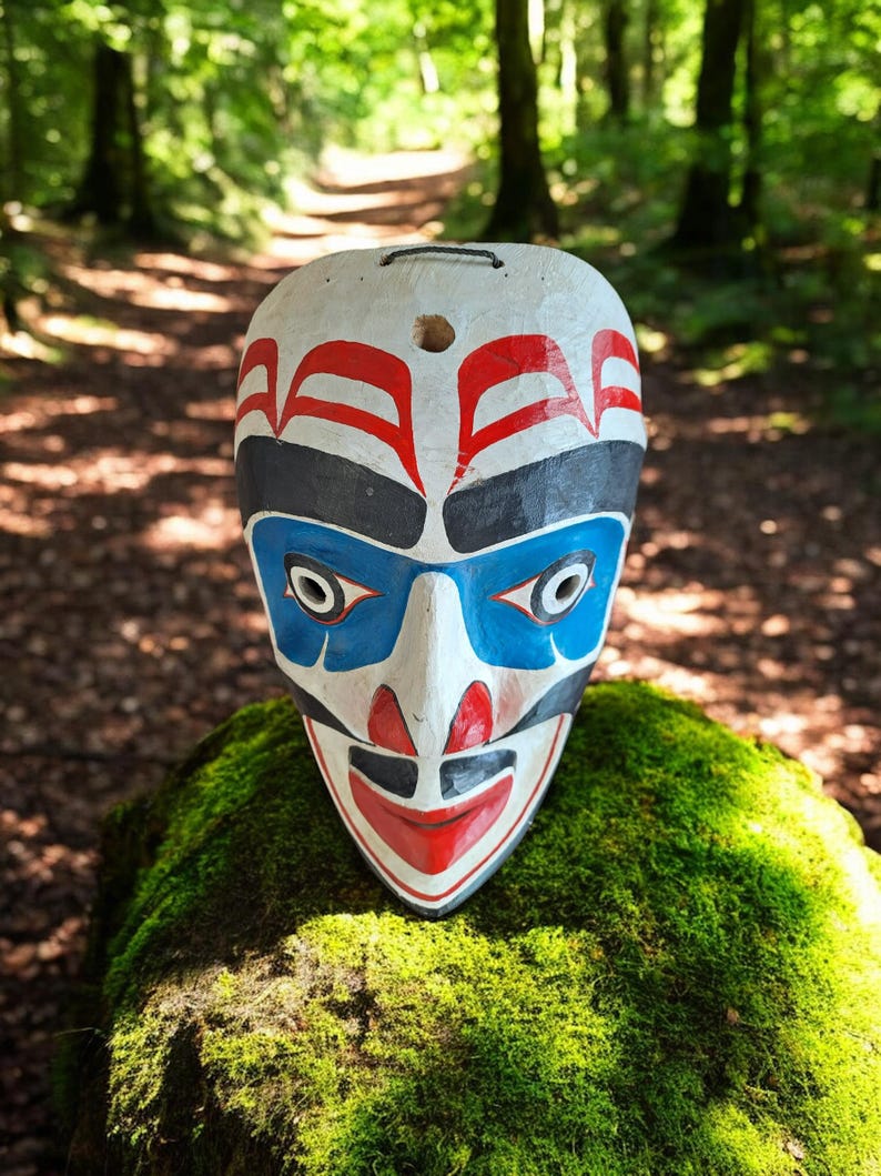 First Nations Hand-carved and Painted Mask by Frank Charlie - Etsy