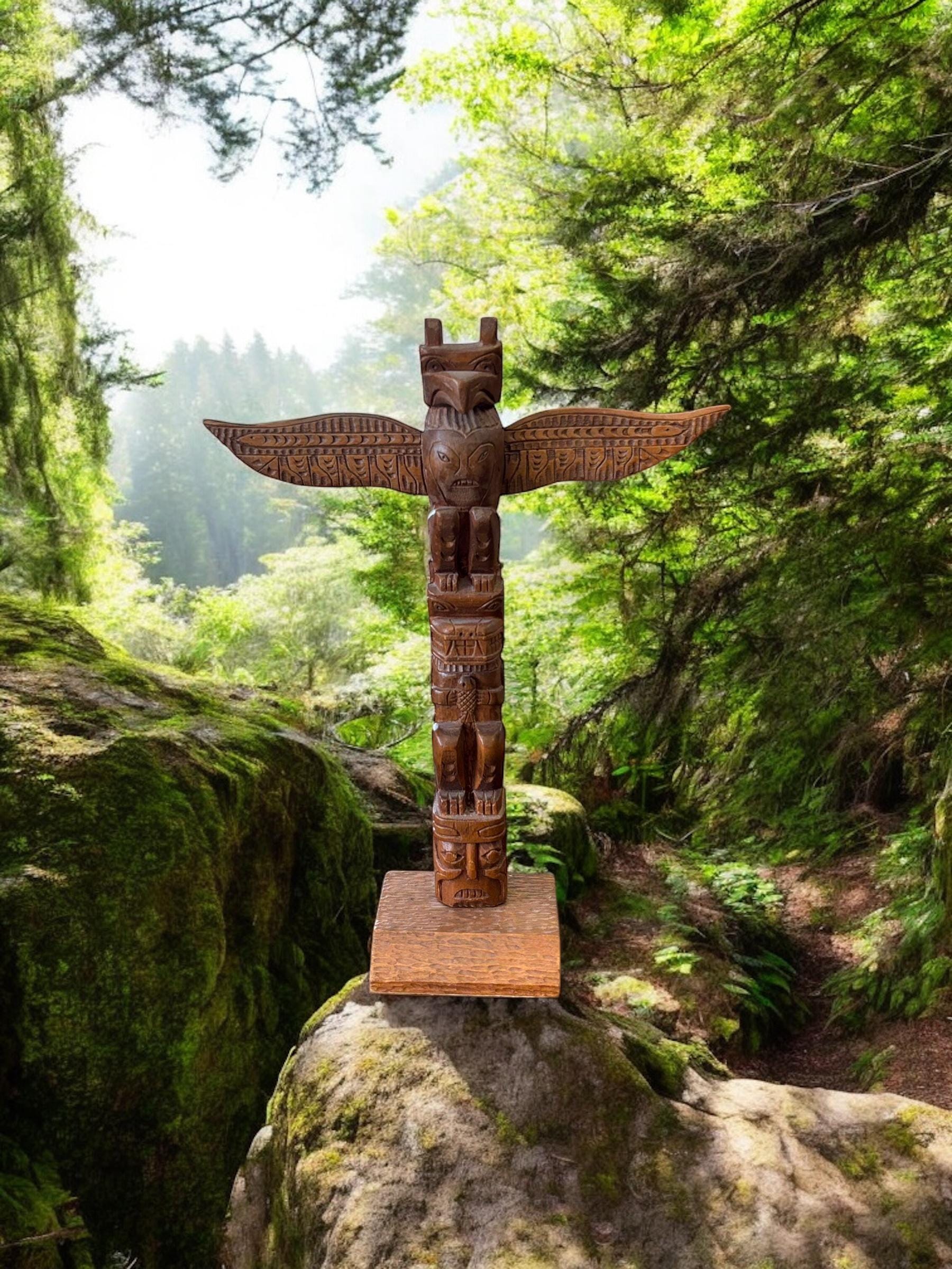 First Nations Hand-carved Wood Totem Signed JS - Etsy