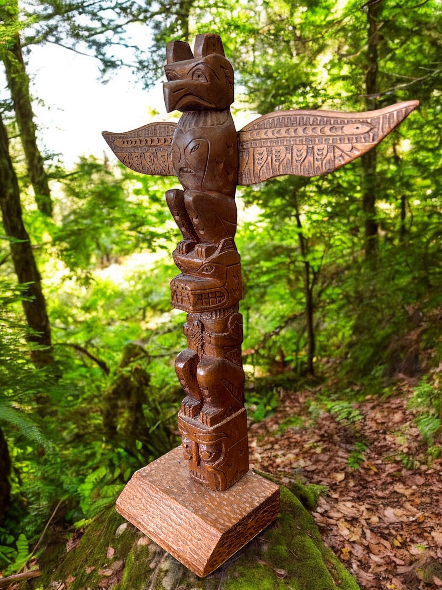 First Nations Hand-carved Wood Totem Signed JS - Etsy