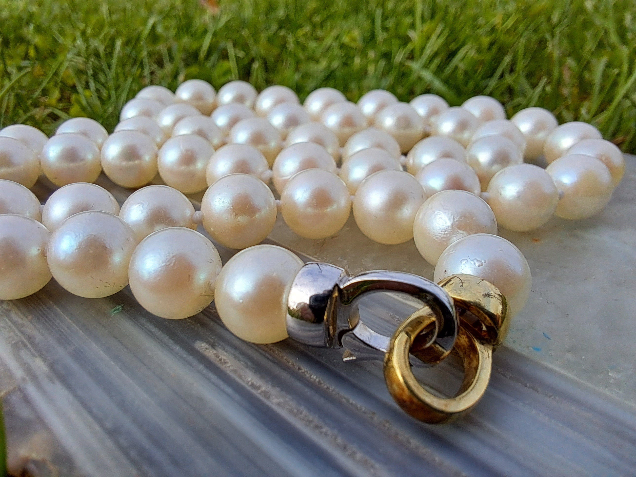Salt Water Pearl Necklace 14k Gold Clasp - Etsy