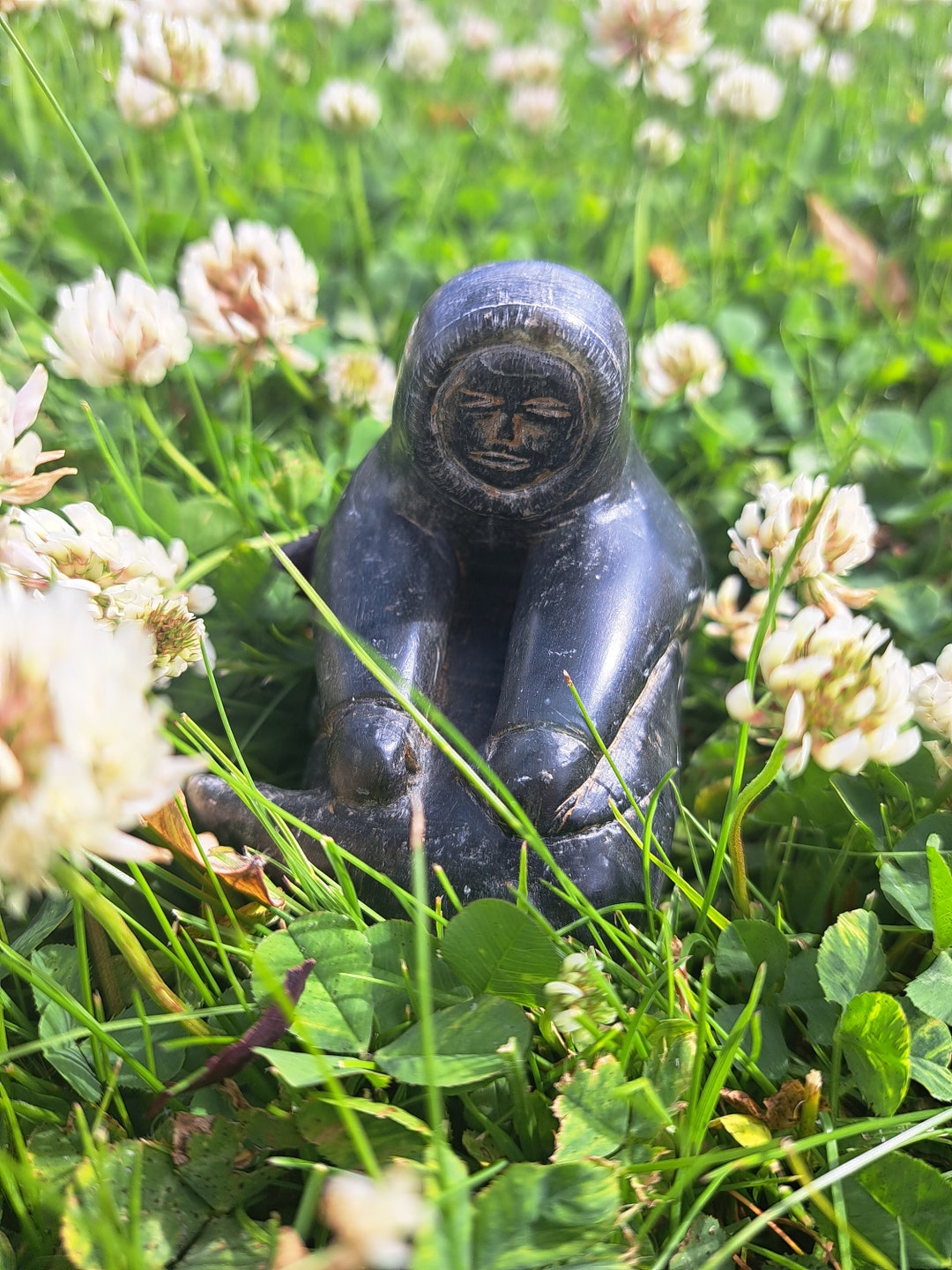 Northern Canadian First Nation's Stone Man Holding Seal Carving - Etsy