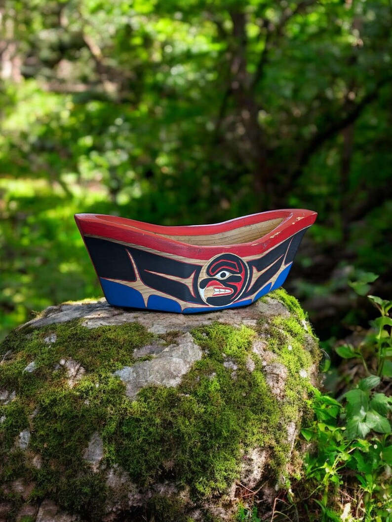 First Nations Hand-carved and Painted Canoe - Etsy