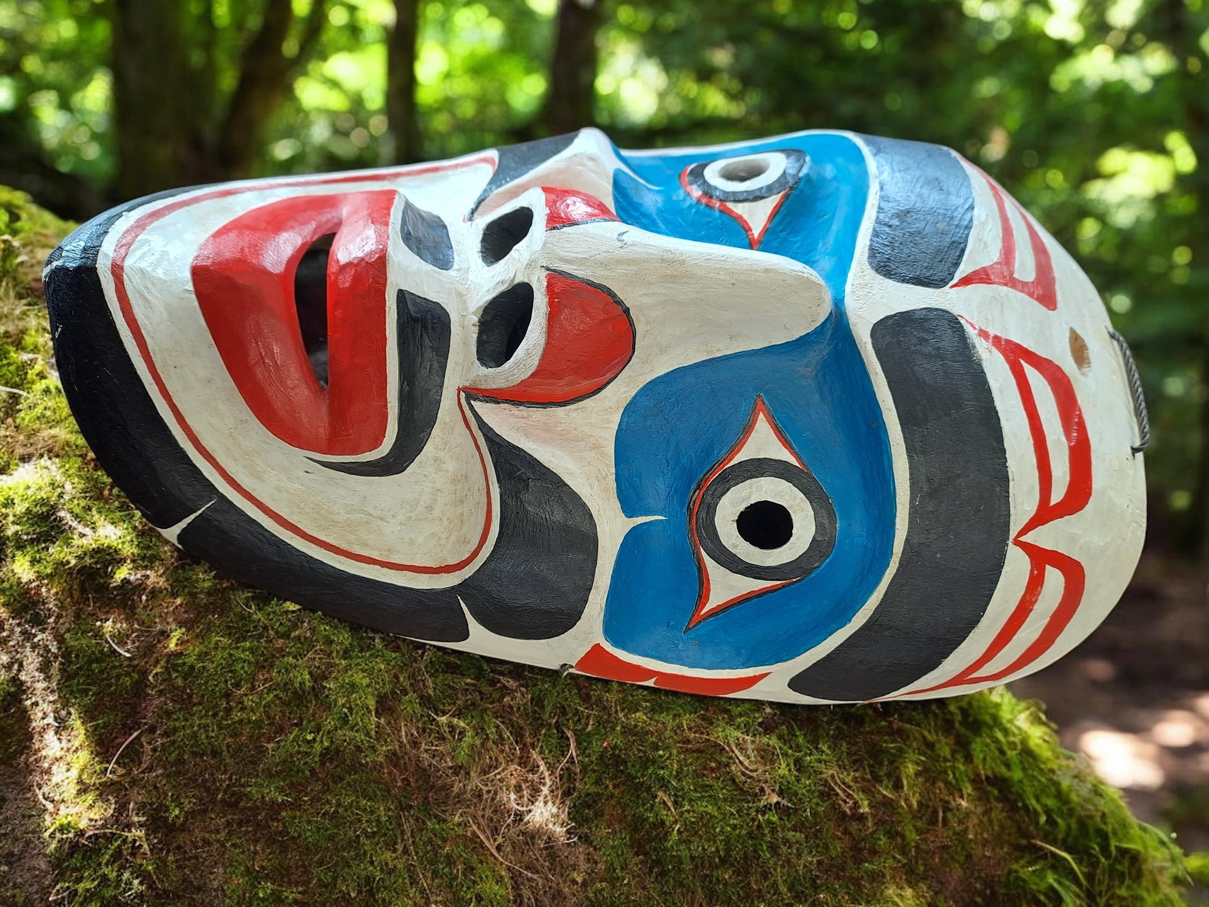 First Nations Hand-carved and Painted Mask by Frank Charlie - Etsy