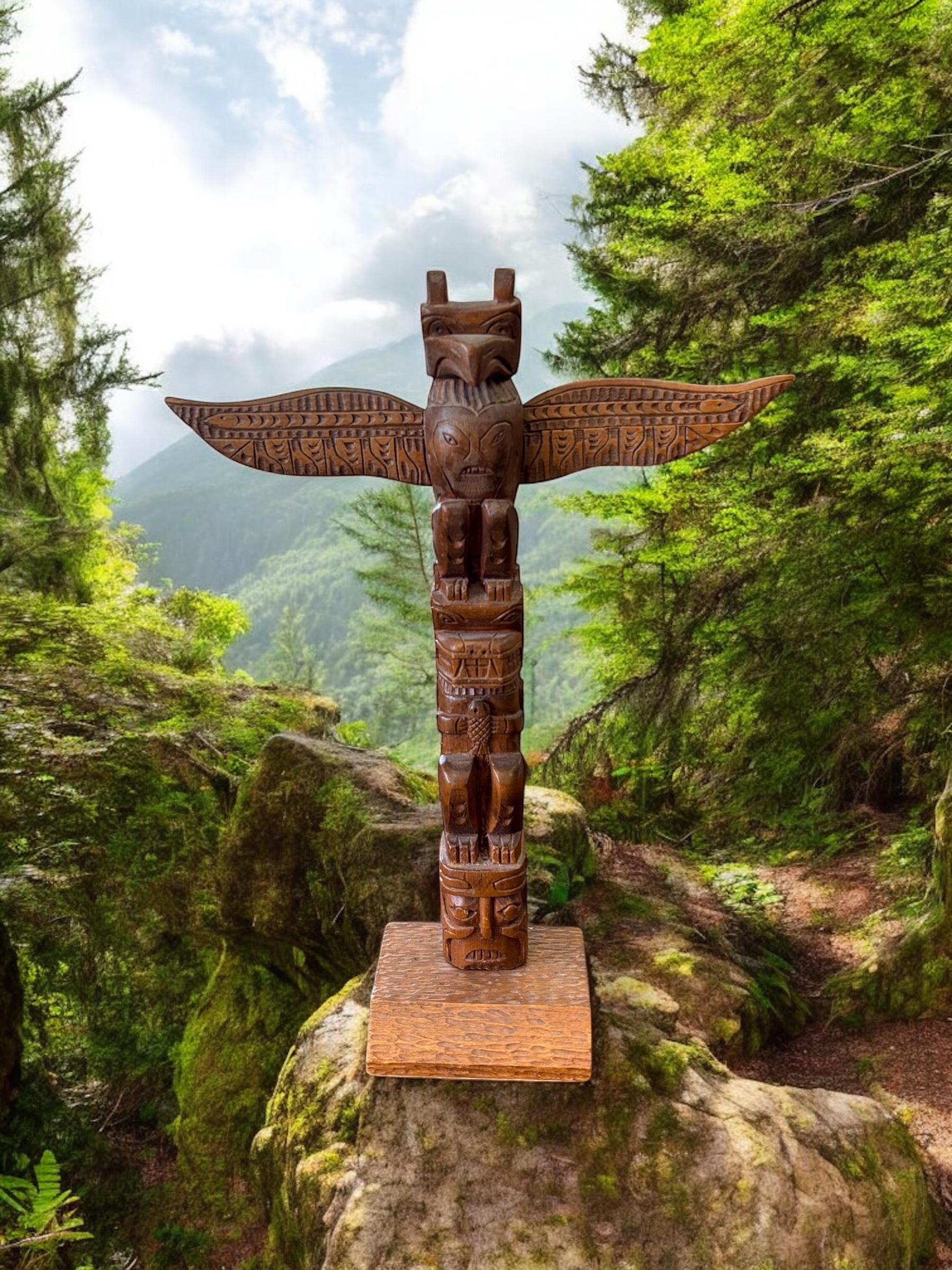 First Nations Hand-carved Wood Totem Signed JS - Etsy