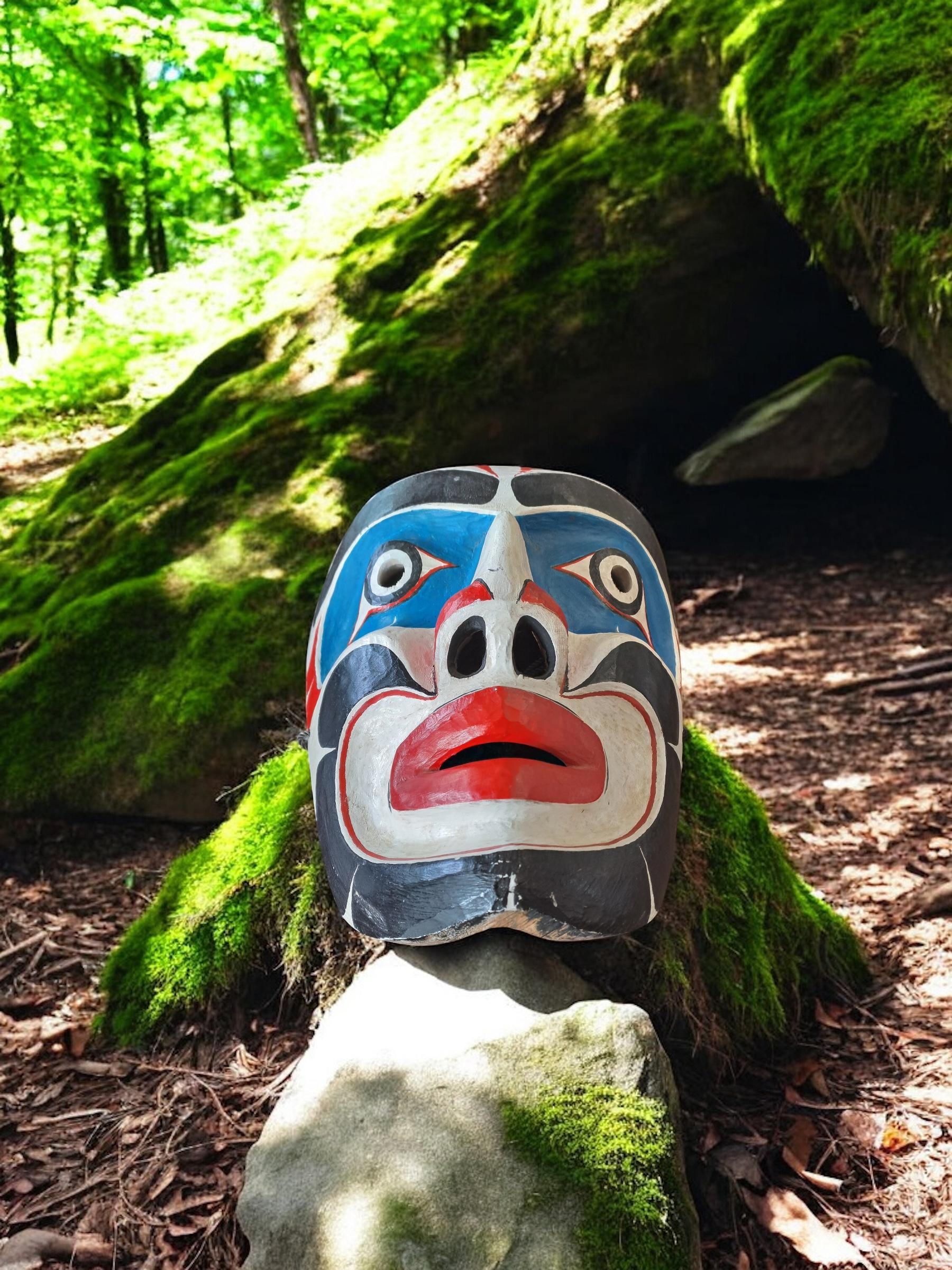First Nations Hand-carved and Painted Mask by Frank Charlie - Etsy