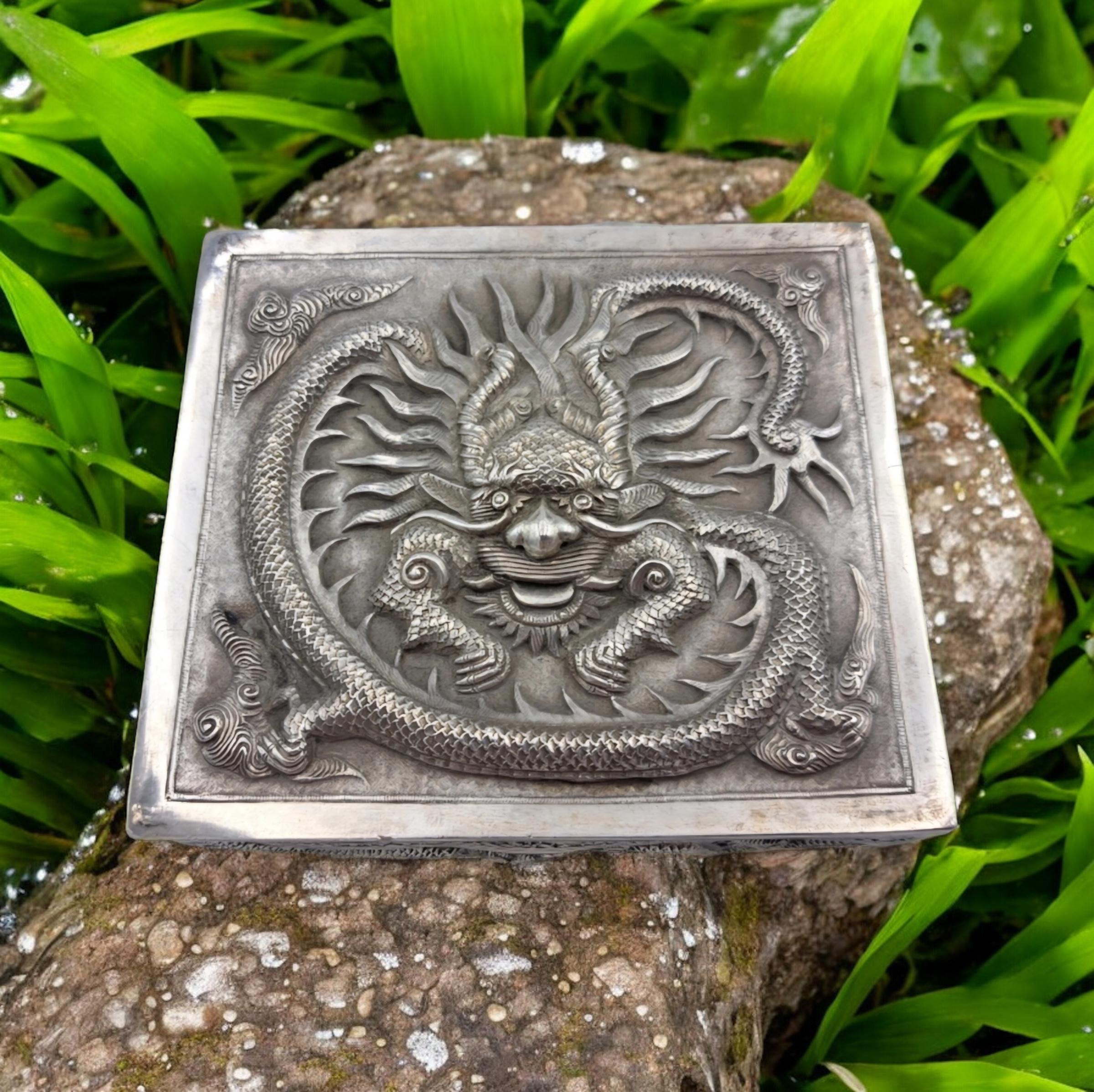Chinese Export Silver Dragon Box - Etsy