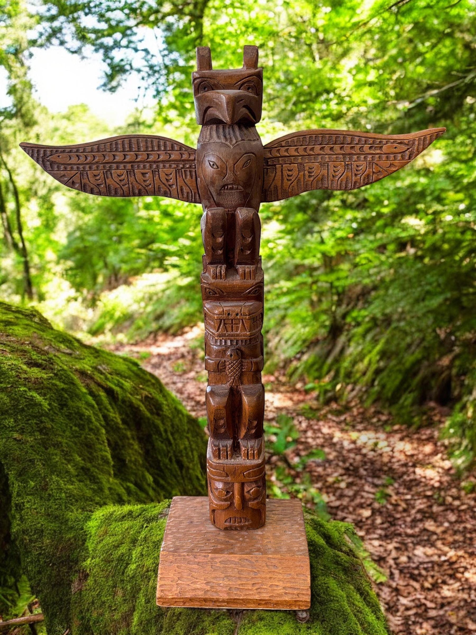 First Nations Hand-carved Wood Totem Signed JS - Etsy