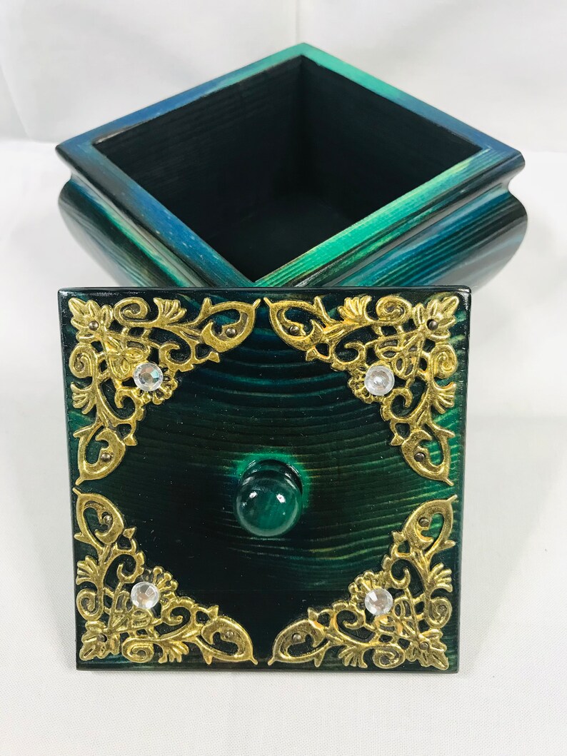 Square Green Trinket Box - Etsy