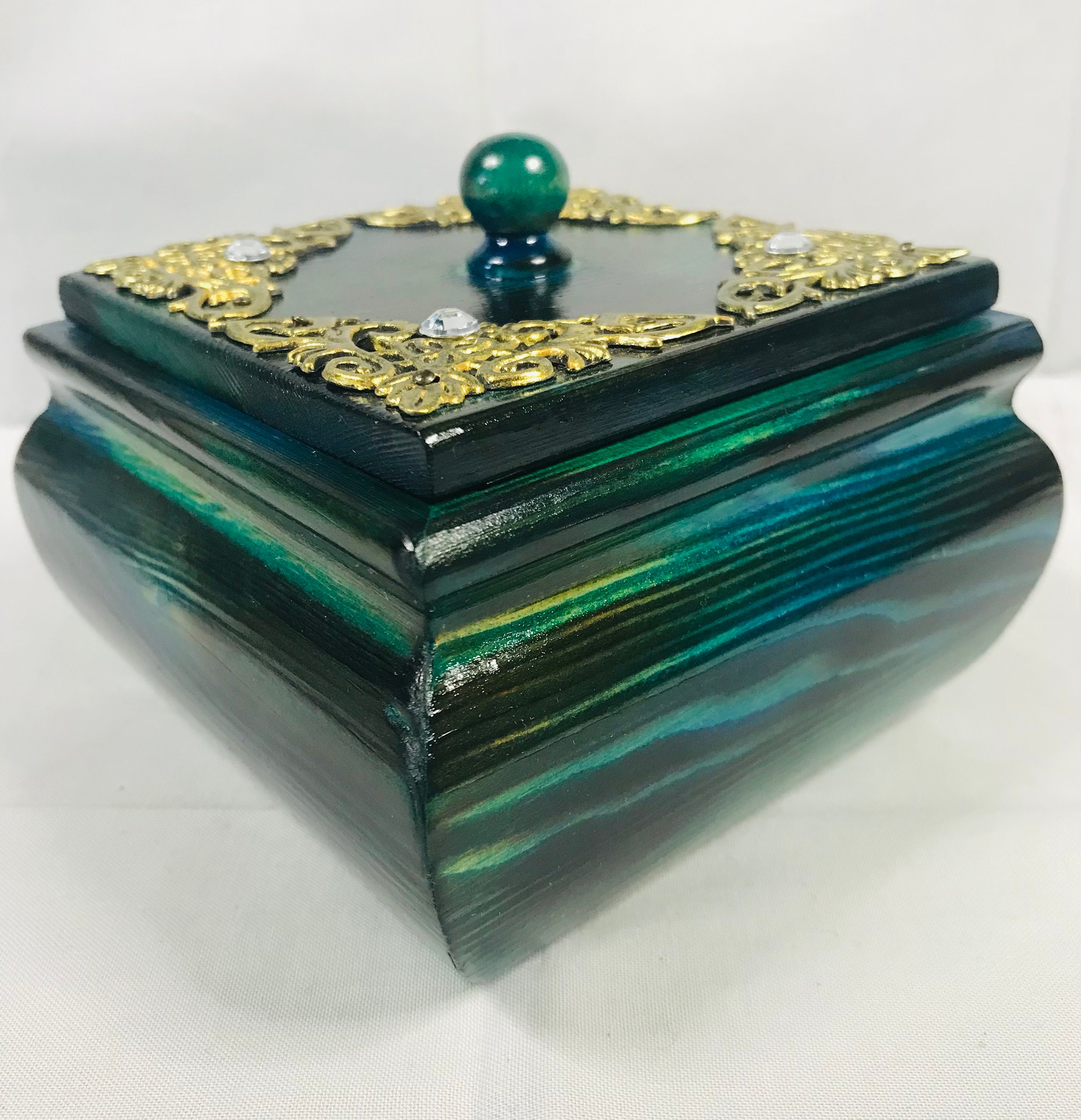 Square Green Trinket Box - Etsy