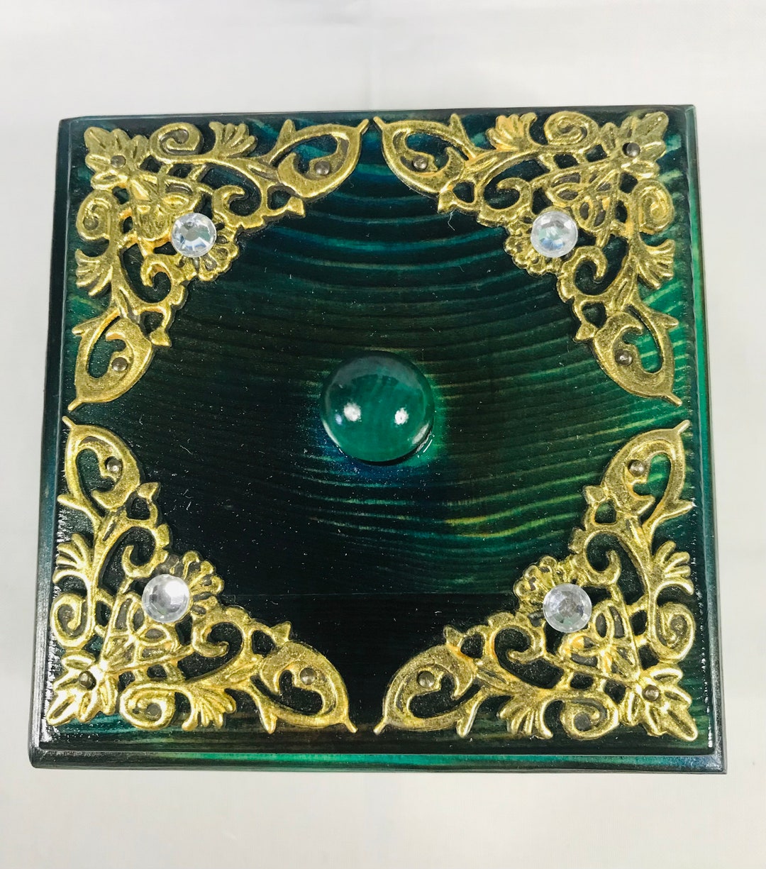 Square Green Trinket Box - Etsy