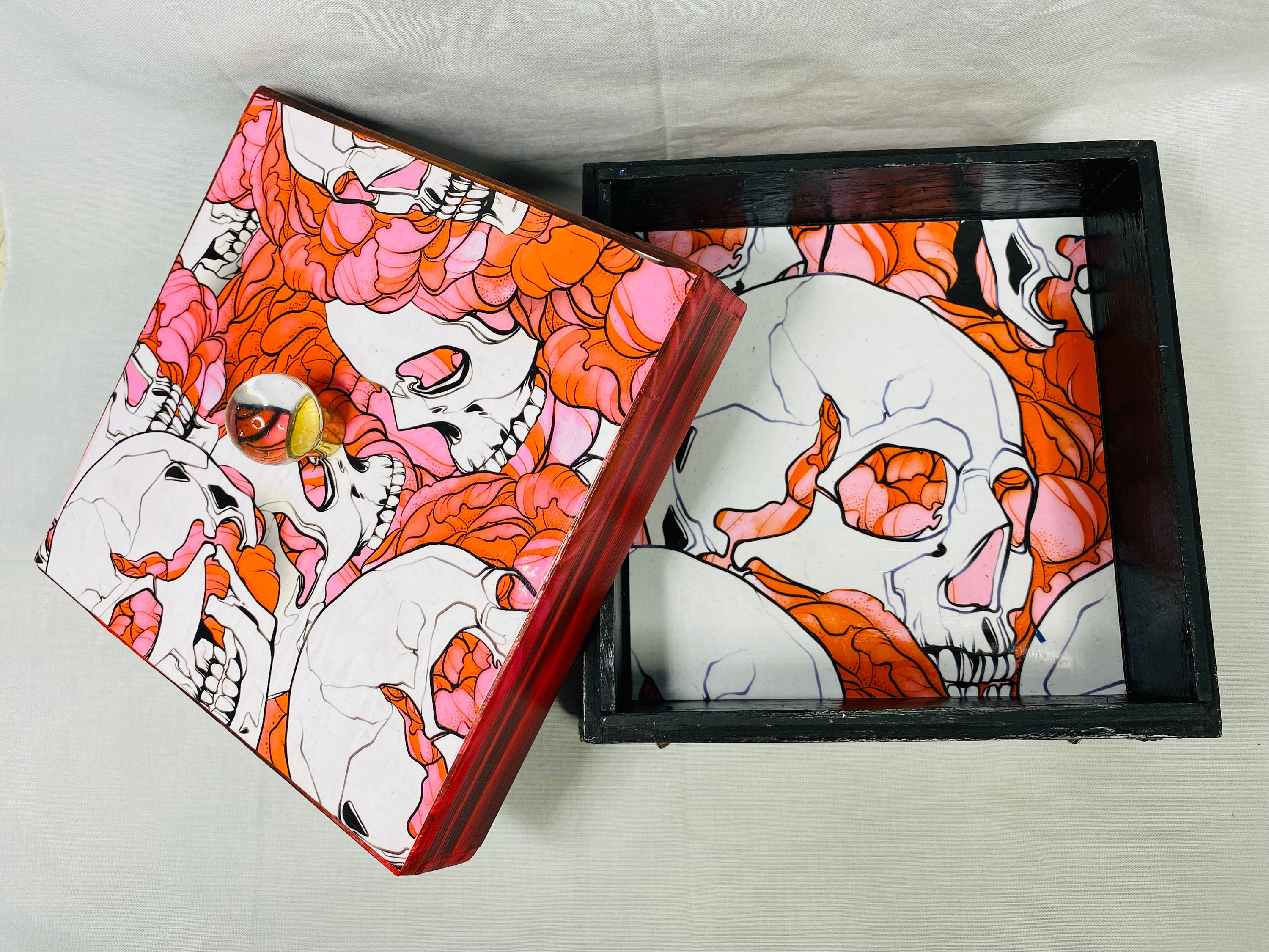 Floral Skull Trinket Box - Etsy