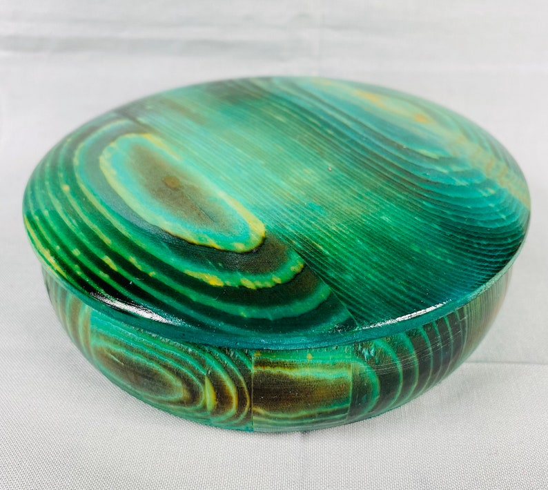 Round Wooden Trinket Box - Etsy