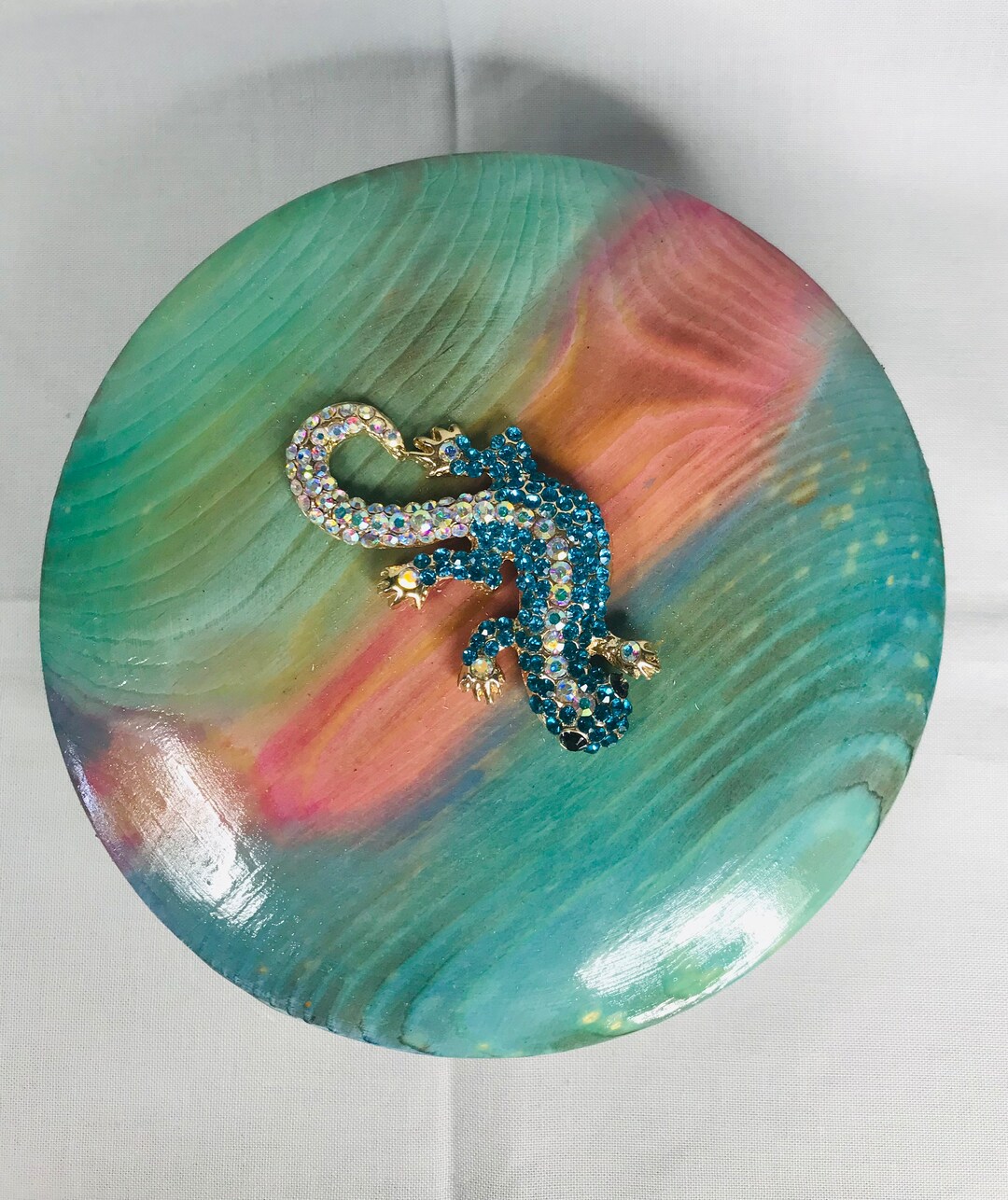 Round Gecko Trinket Box - Etsy