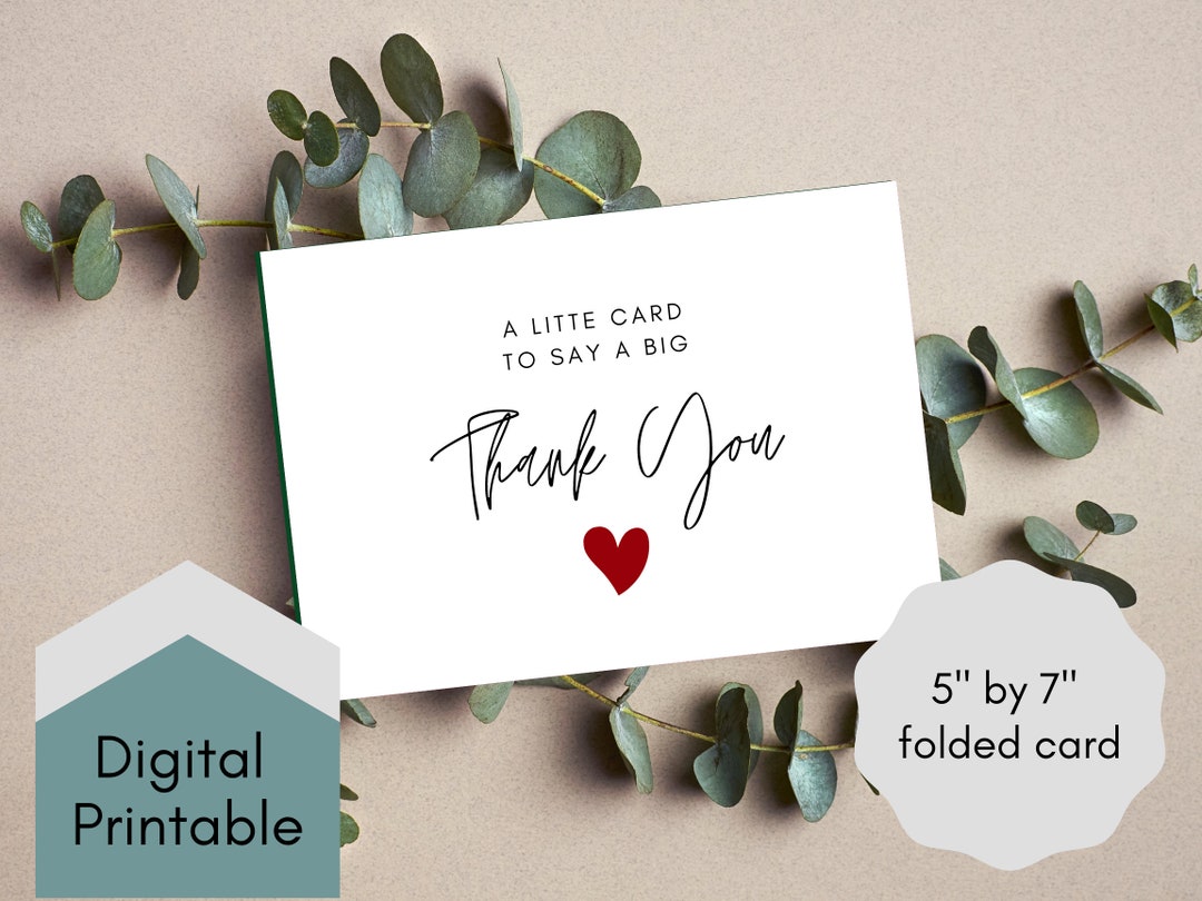 Thank You Card Printable Card Printable Thank You Card - Etsy