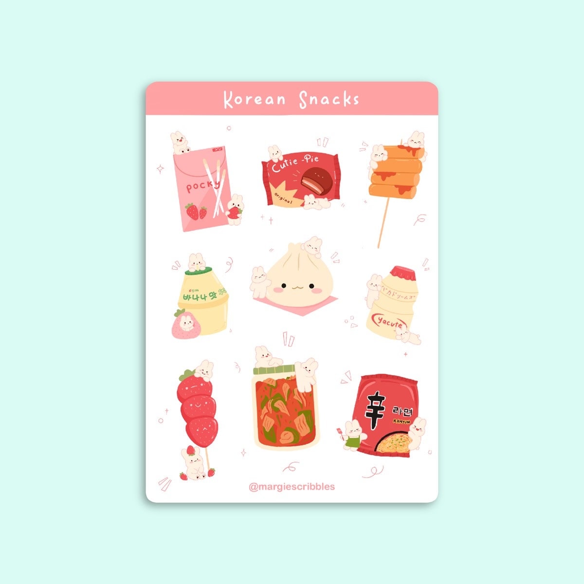 Korean Snacks Sticker Sheet Cute Stickers for Planning Bullet ...