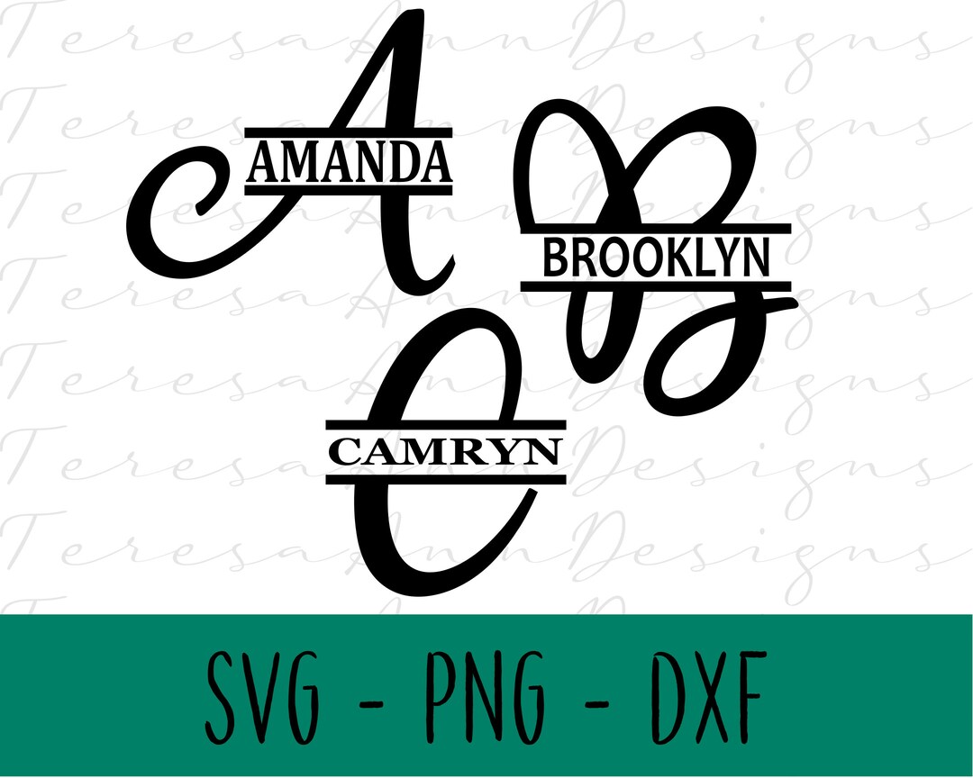Script Split Monogram Alphabet SVG - PNG - DXF - Digital Download ...