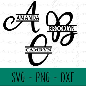 Script Split Monogram Alphabet SVG PNG DXF Digital Download Cricut ...
