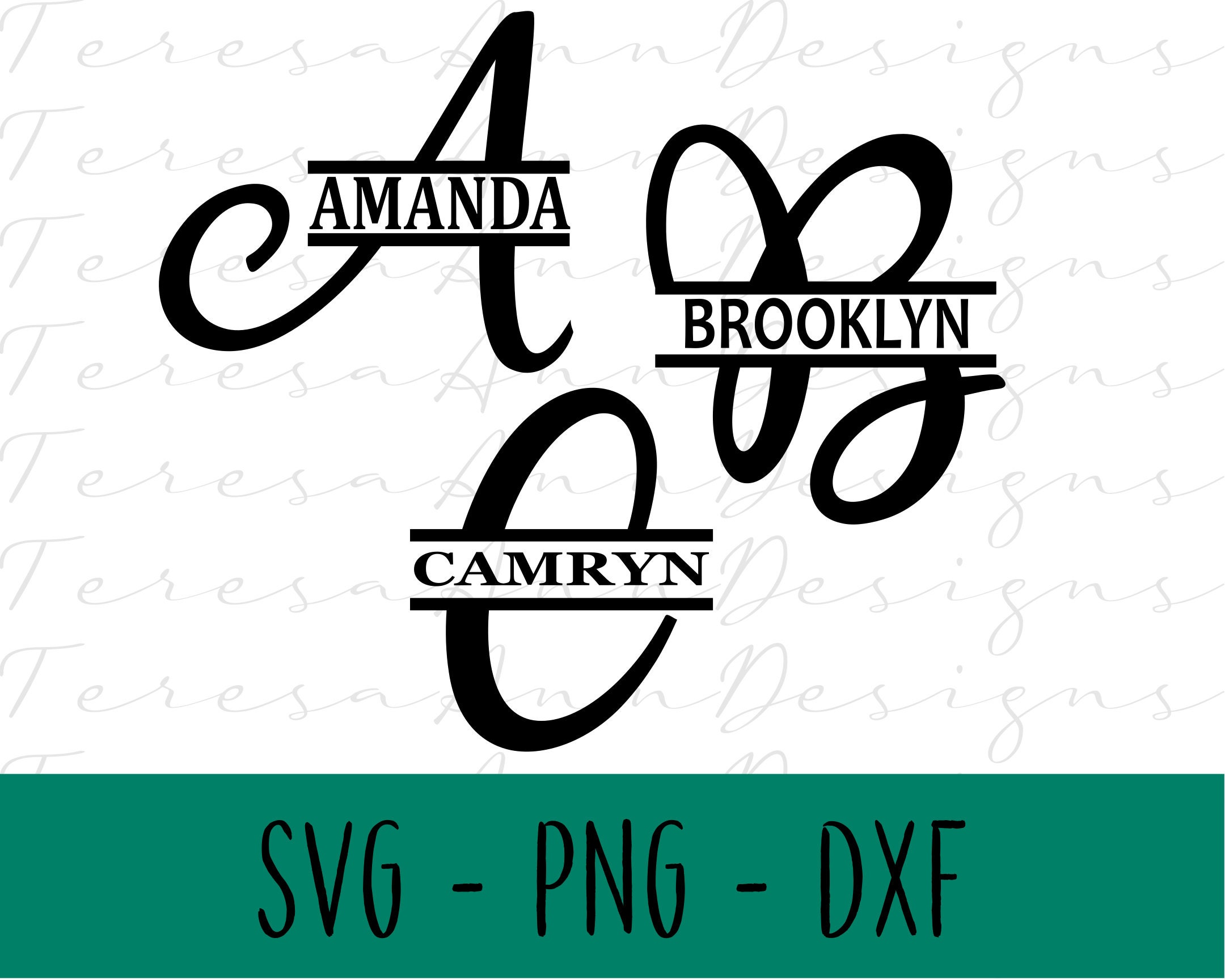 Script Split Monogram Alphabet SVG - PNG - DXF - Digital Download ...