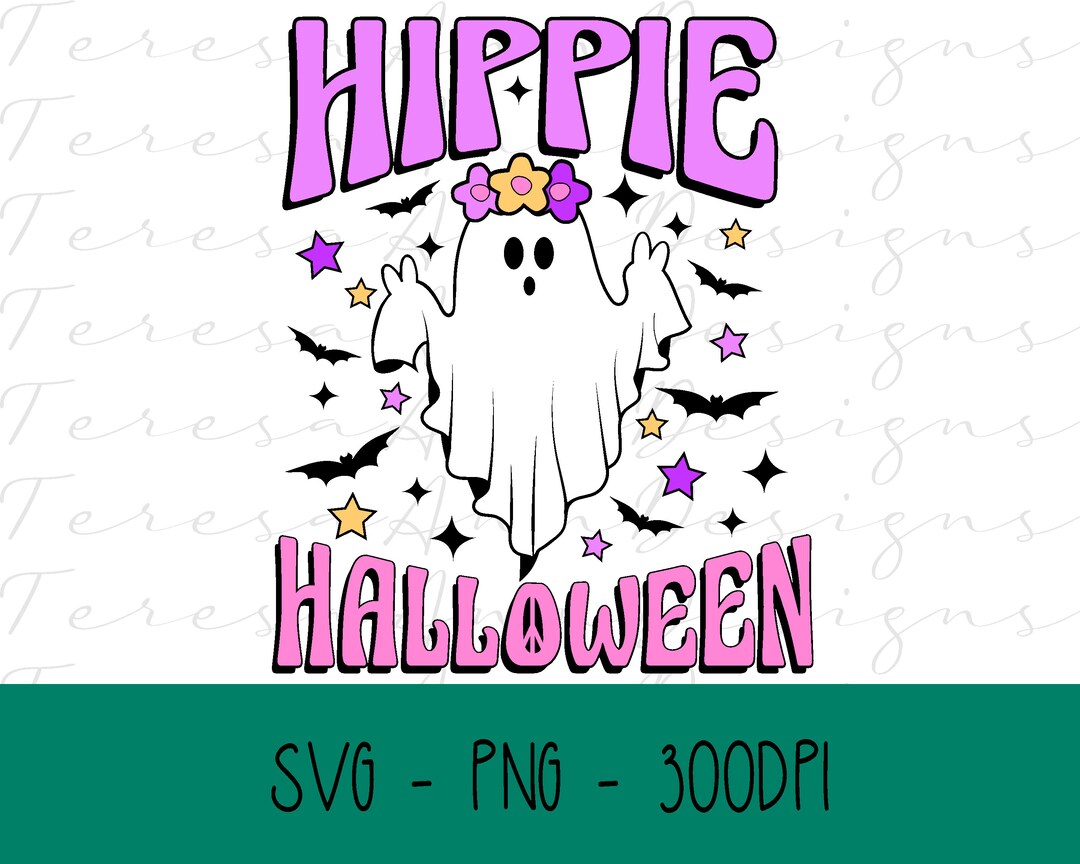Hippie Halloween Ghost SVG: Retro Trendy Design (digital Download) - Etsy