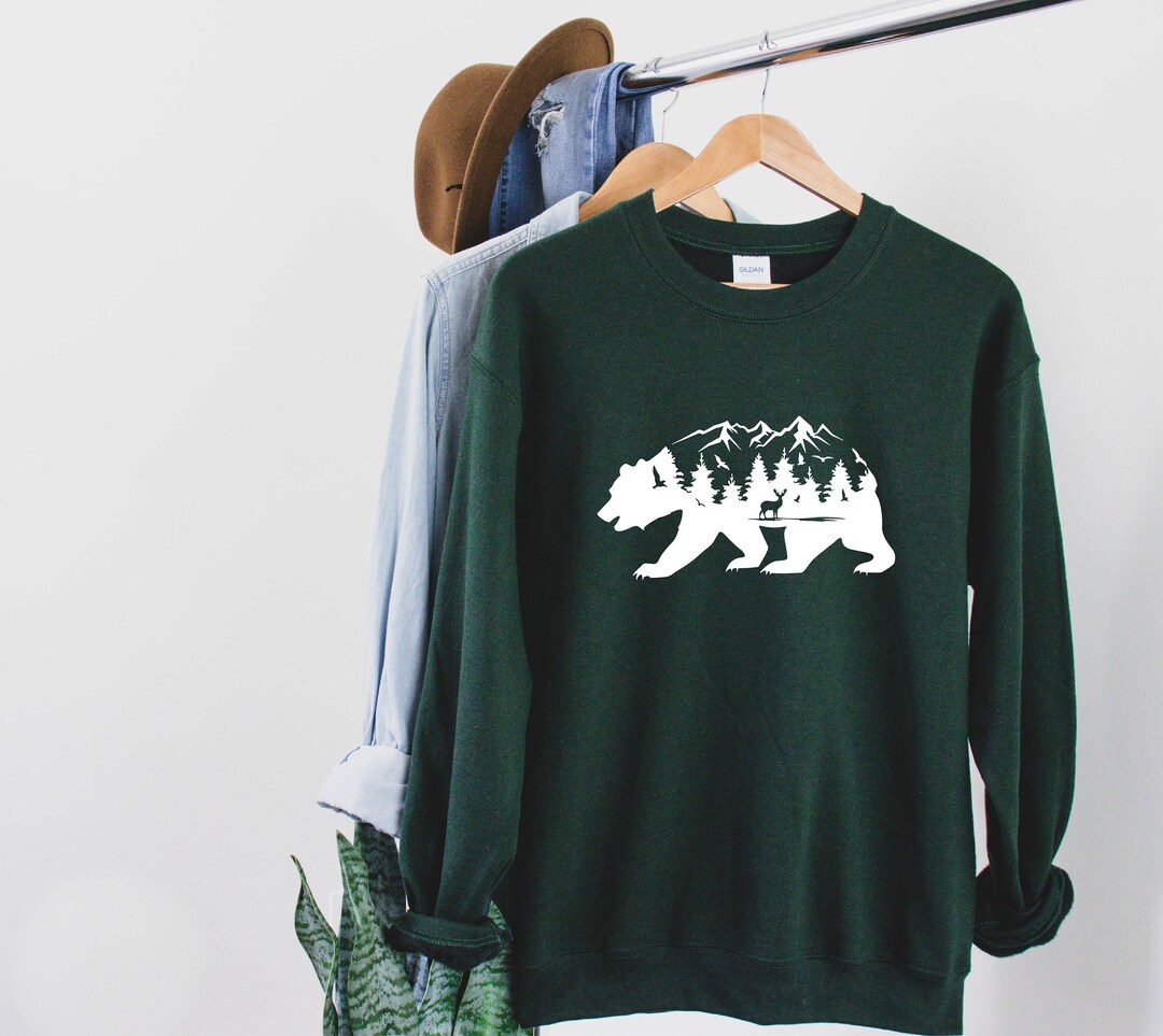 Mountain Bear Sweater, Bear Camping Sweatshirt, Hiking Hoodie ...