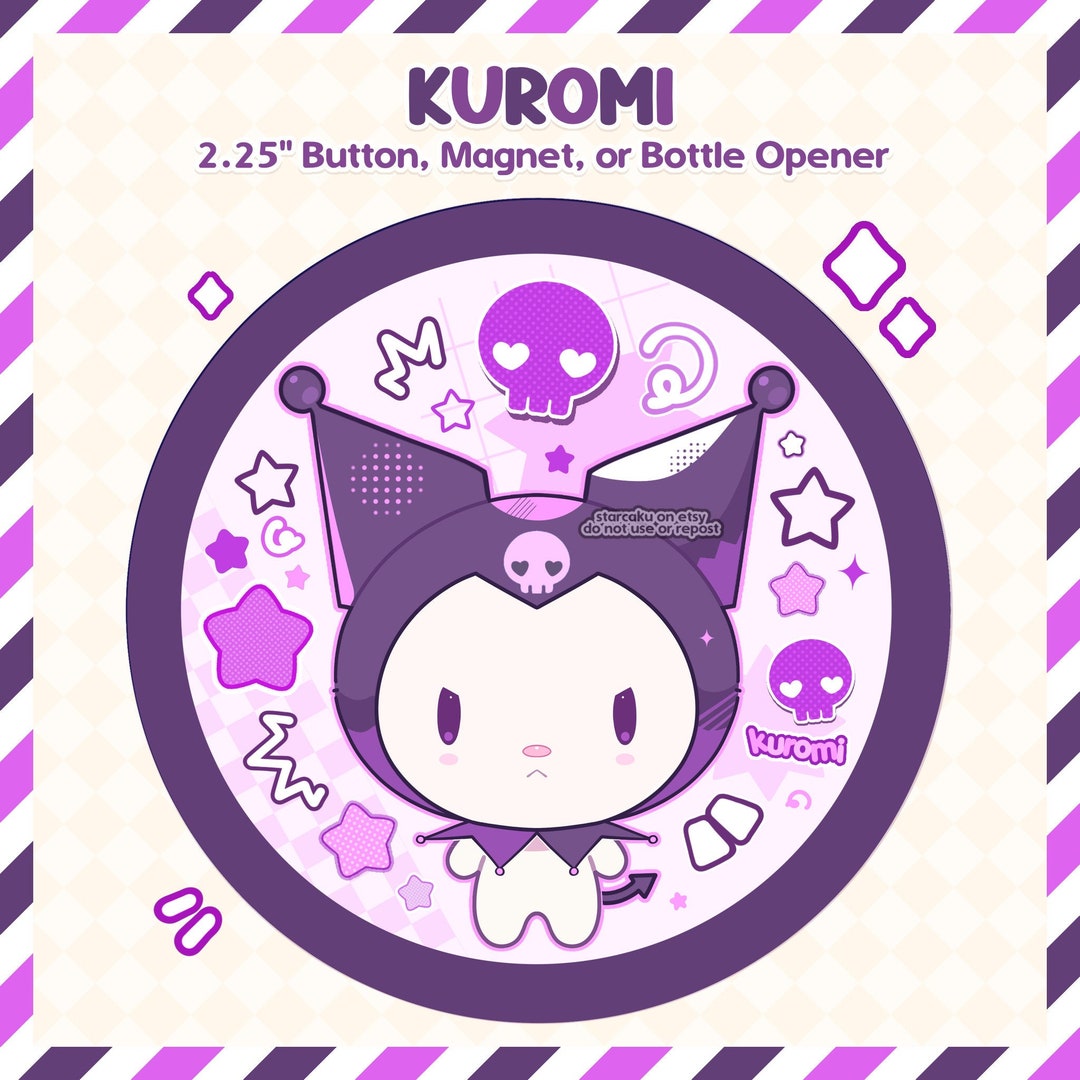 Hello Kuro and Friends Pin Button, Magnet, or Bottle Opener Personalized Birthday Party Favor ...