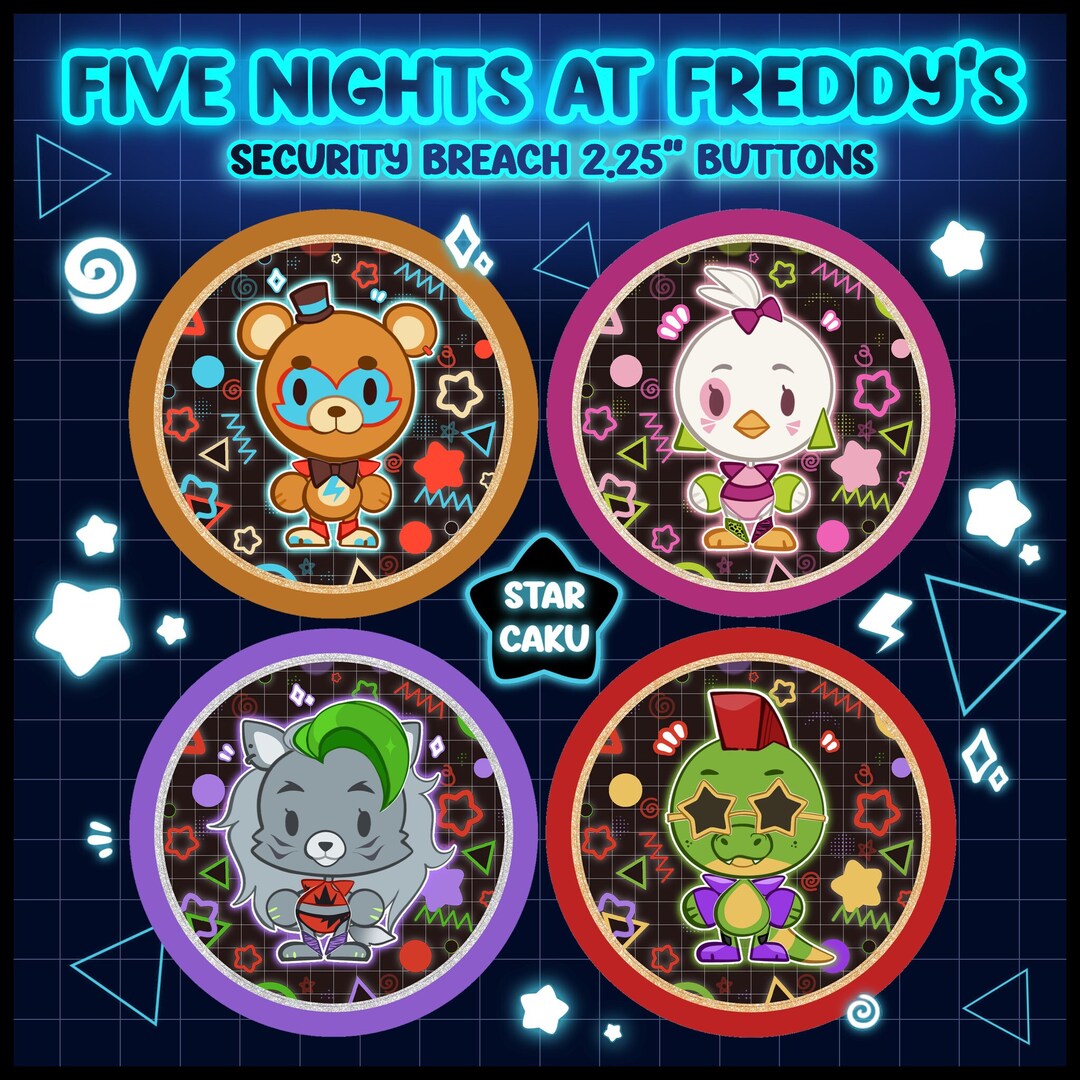 Five Nights at Freddys Security Breach Chibi Buttons - Etsy