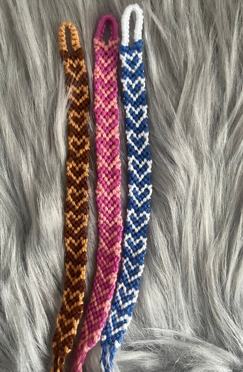 Handmade Personalised/custom Embroidery Bracelet 12 Hearts - Etsy UK