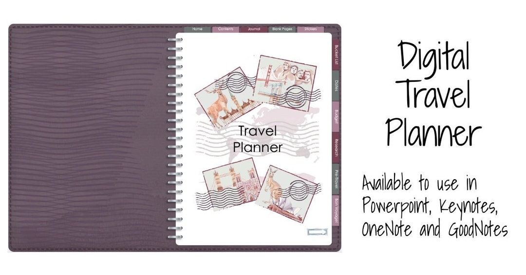 Digital Travel Planner - Goodnotes, Onenote, Powerpoint, Keynotes Etc ...