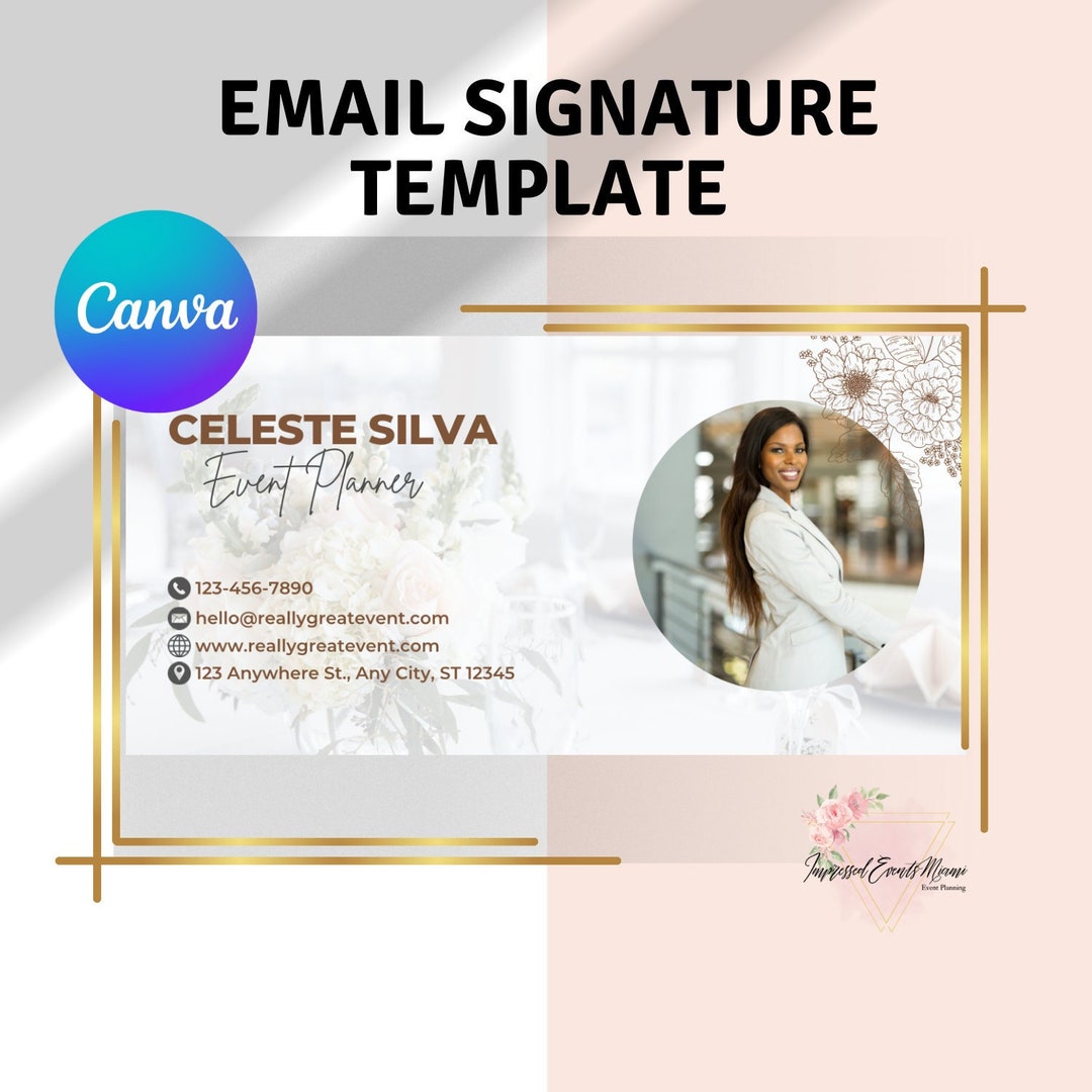 Email Signature Template With Logo & Photo! Editable Canva Signature ...