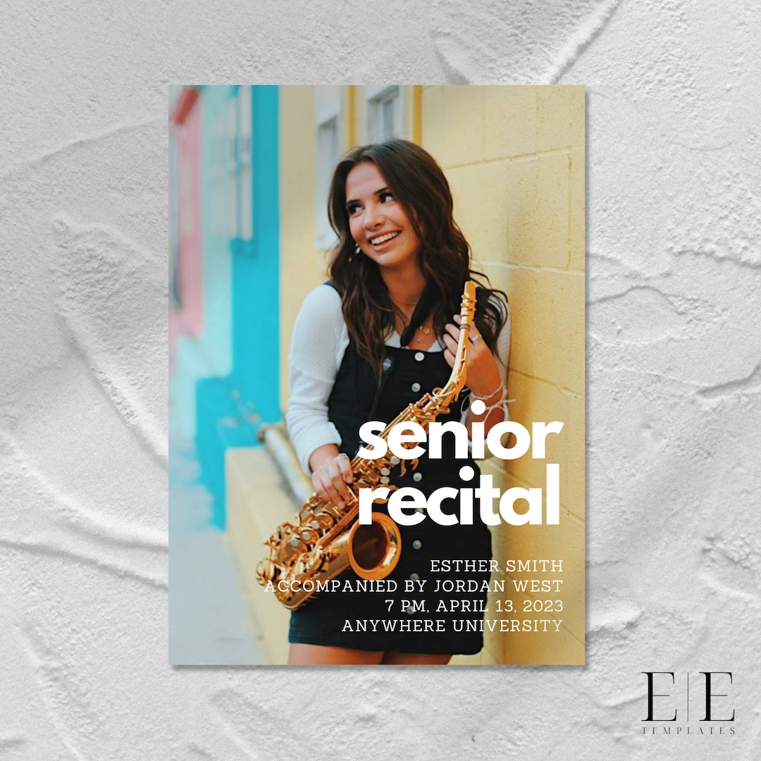 Recital Flyer Template, Senior Recital Poster, Picture Template ...