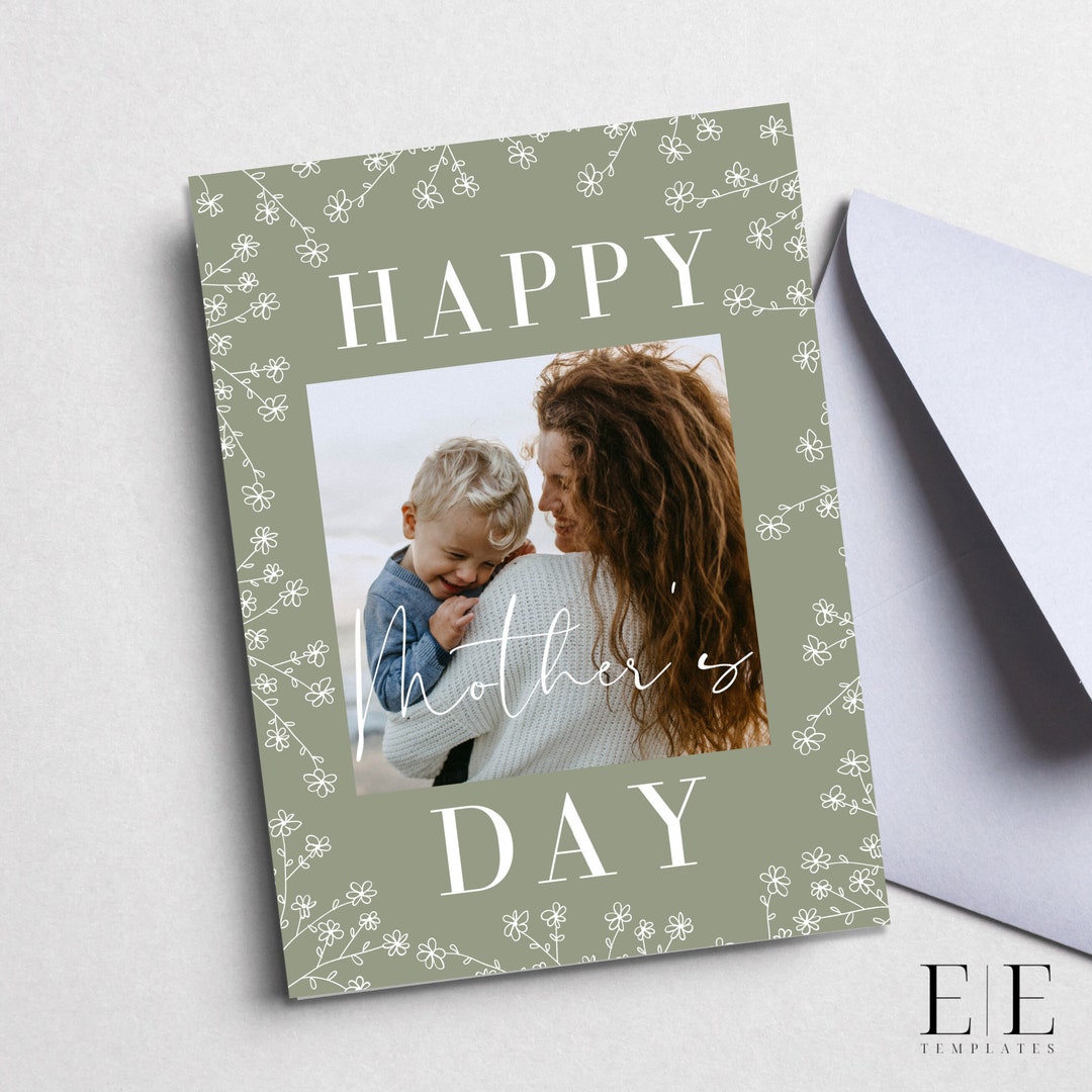 Customizable Happy Mother's Day Printable Card, Picture Floral Foldable ...