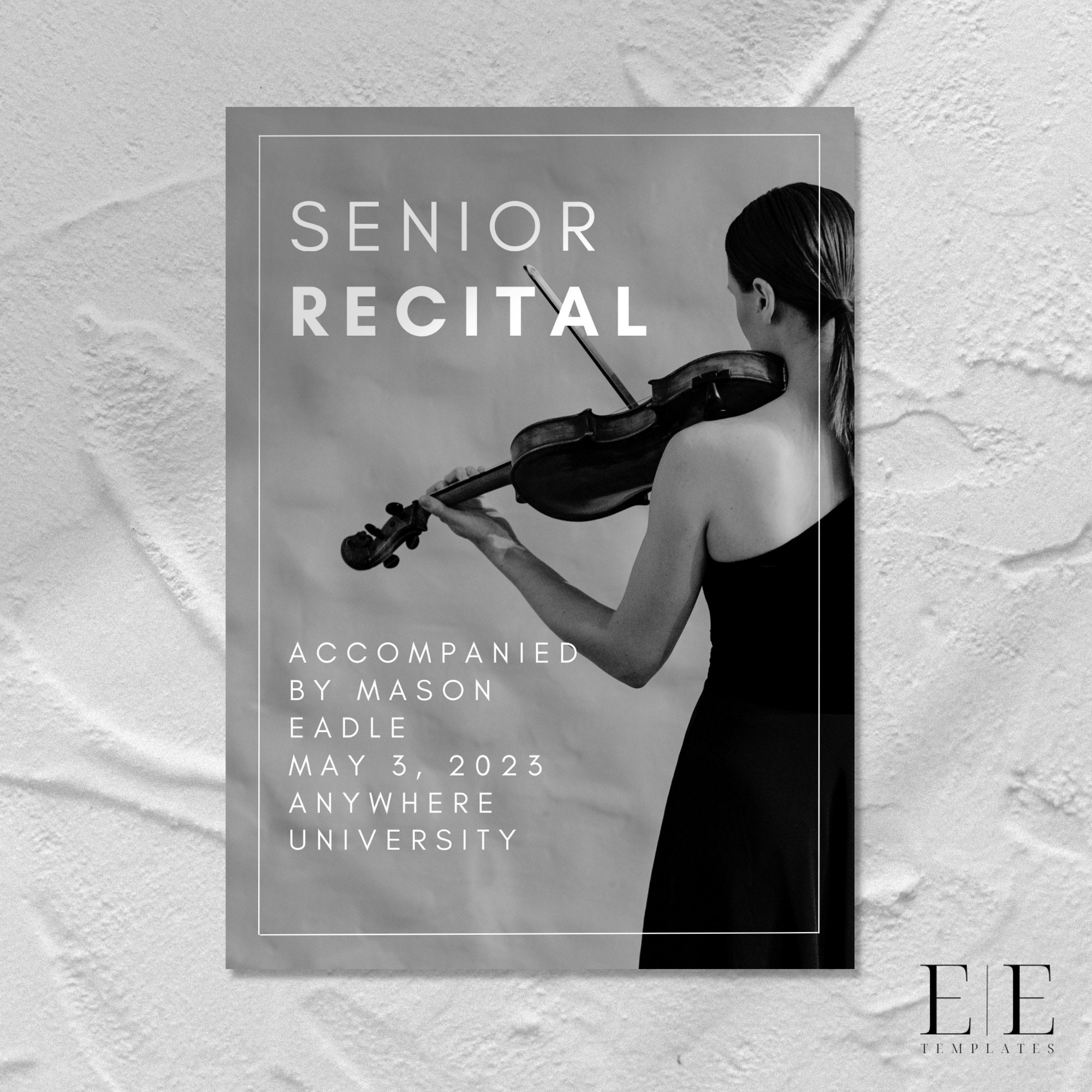Recital Flyer Template, Senior Recital Poster, Picture Template ...