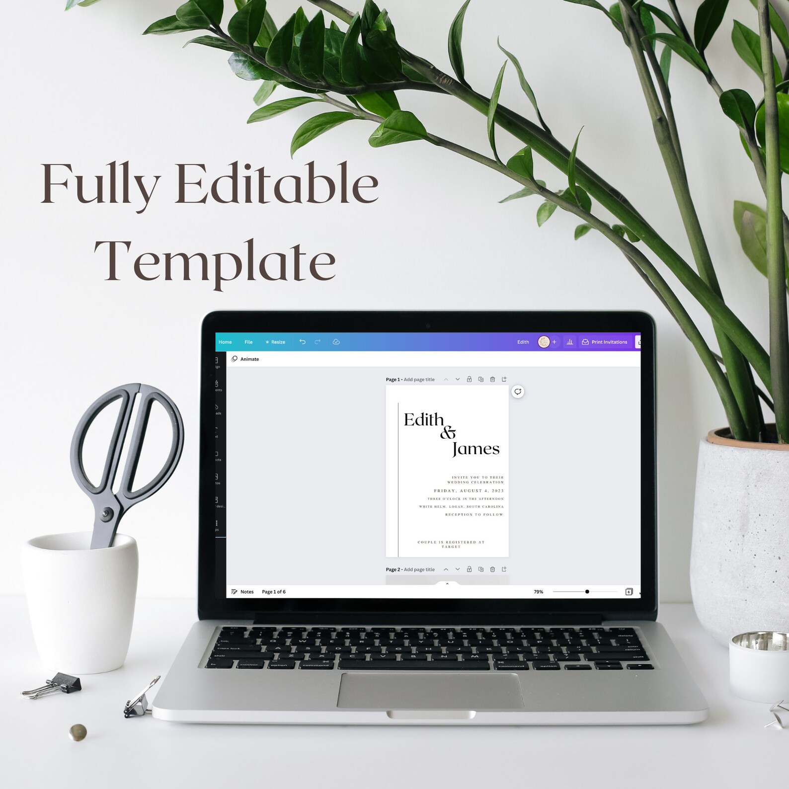 Fully Editable Wedding Invitation Template, Modern Wedding Invitation ...