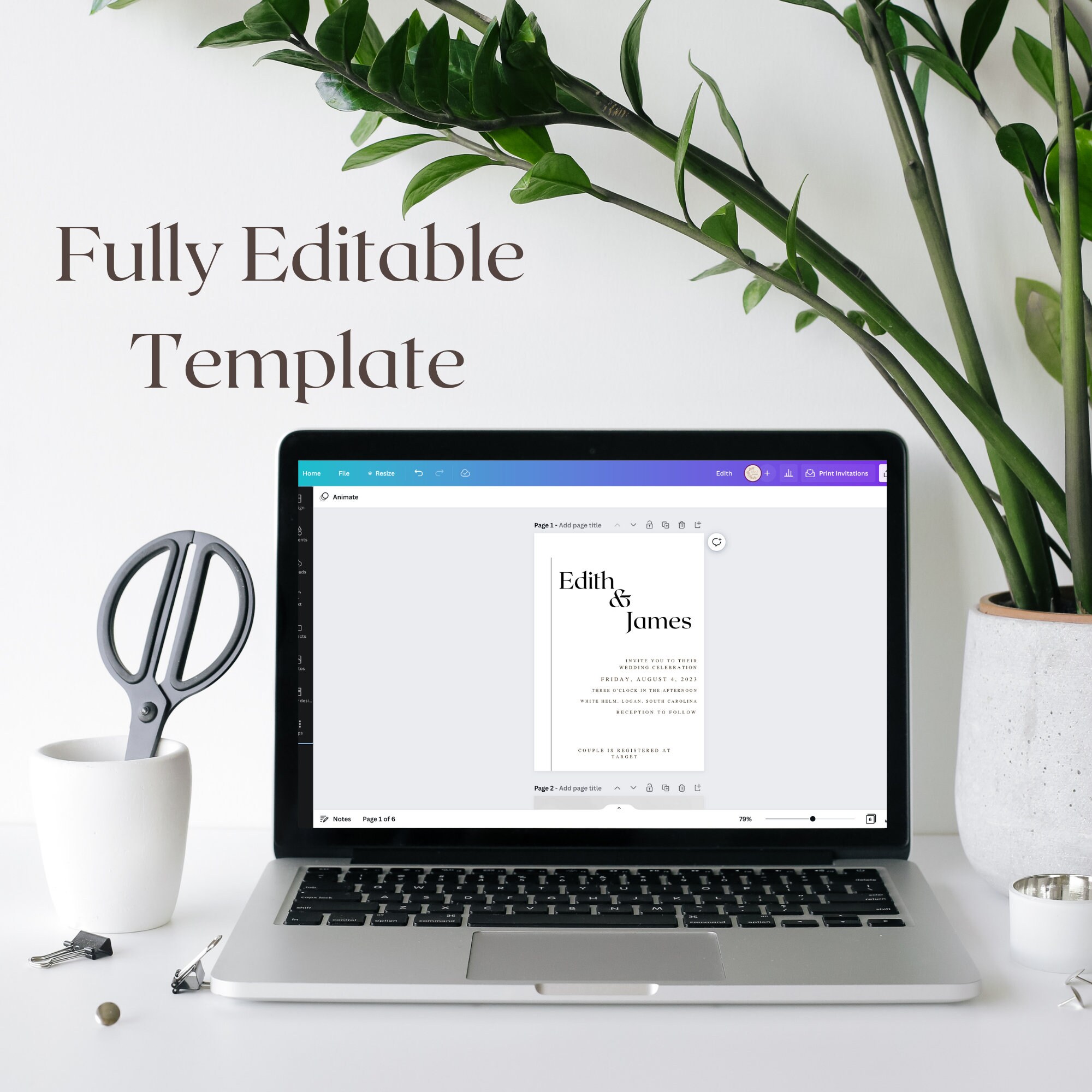 Fully Editable Wedding Invitation Template, Modern Wedding Invitation ...