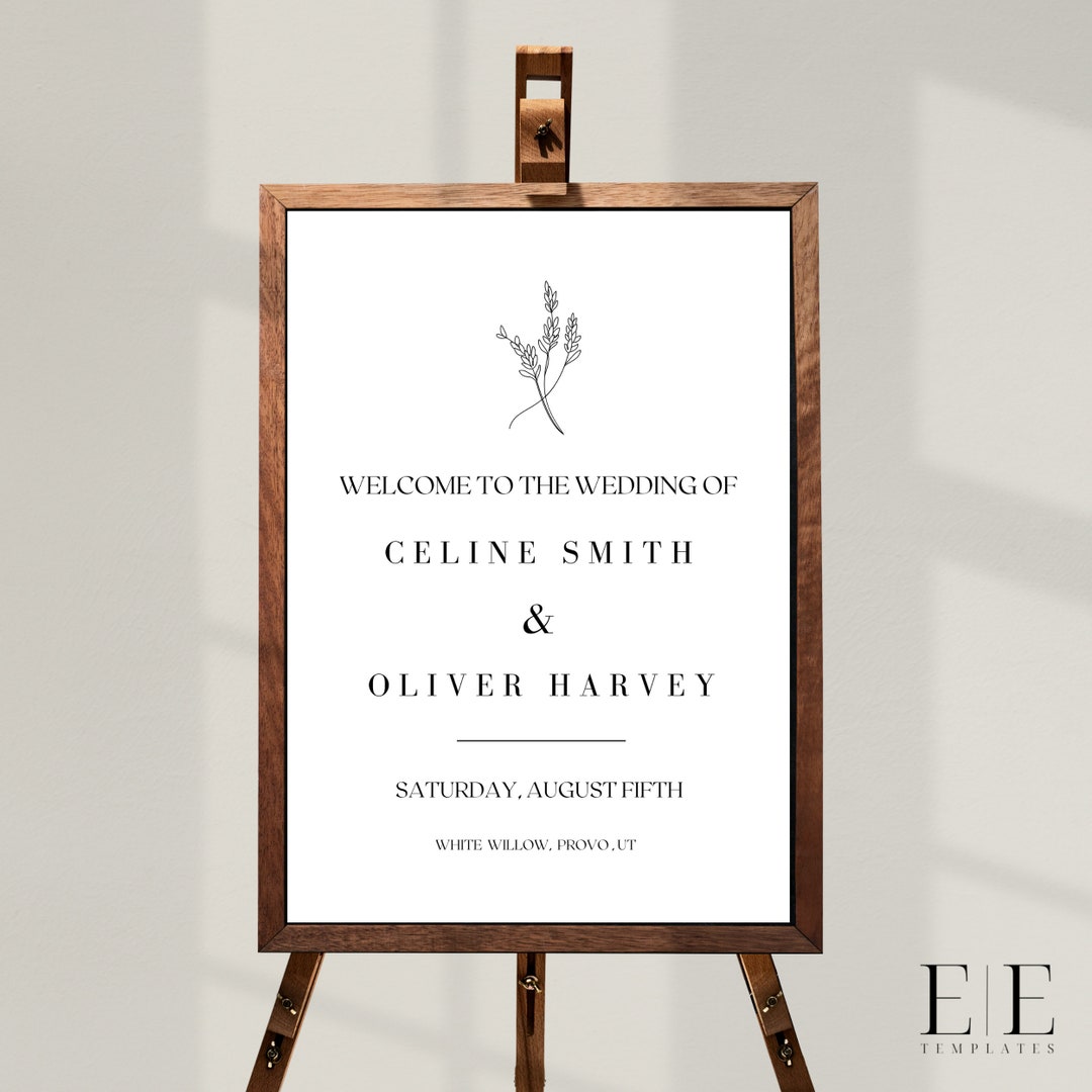Floral Wedding Welcome Sign, Minimalist Wedding Poster, Fine Art, 100% ...