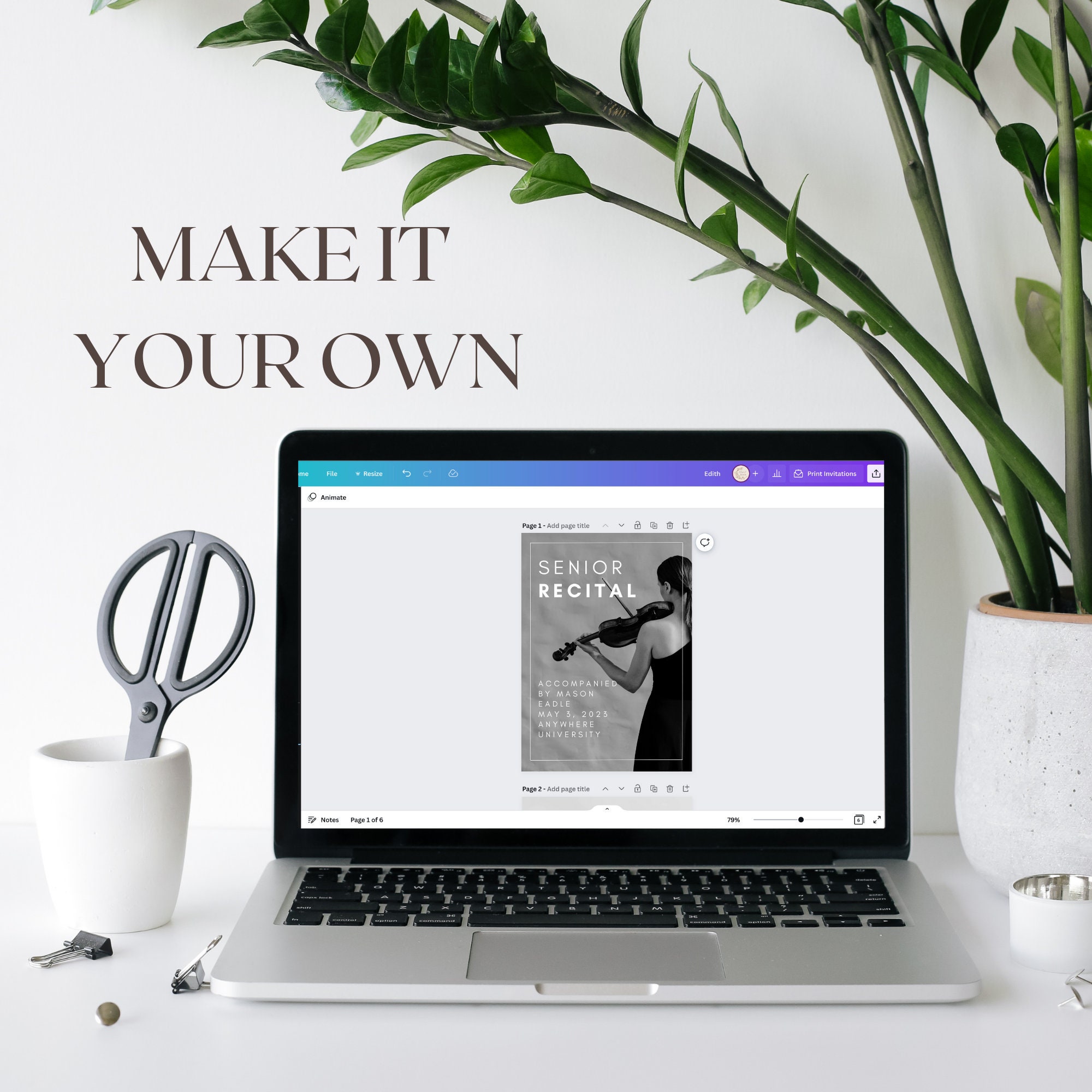 Recital Flyer Template, Senior Recital Poster, Picture Template ...