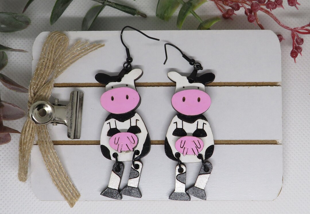 Farm Animal-themed Earrings Adorable Cow Design, Cute Cow Dangle ...
